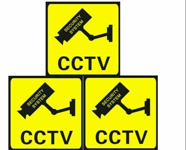 3 PCS Yellow and Black Warning Decals Signs Home CCTV Surveillance ...