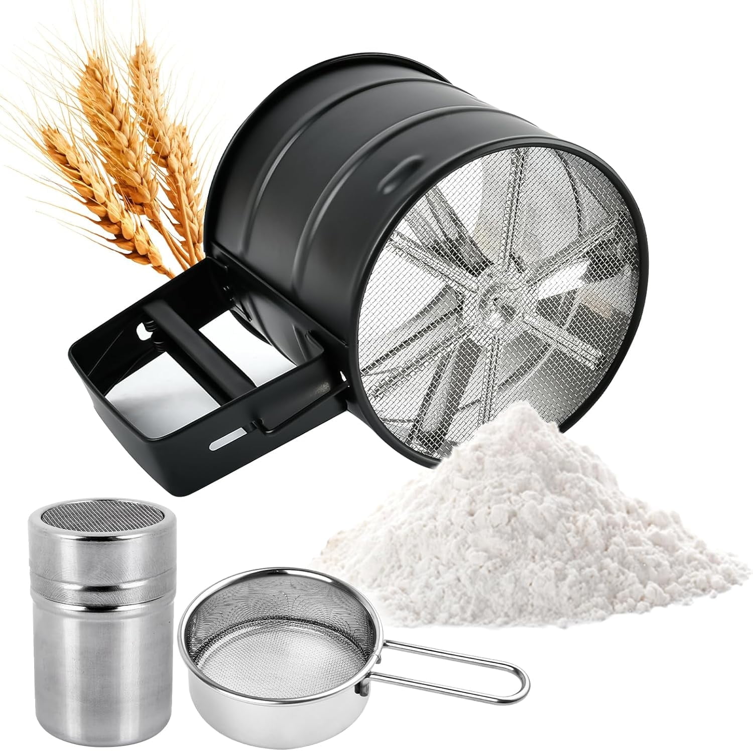 3 PCS cup flour filter, stainless steel flour sieve set for baking ...