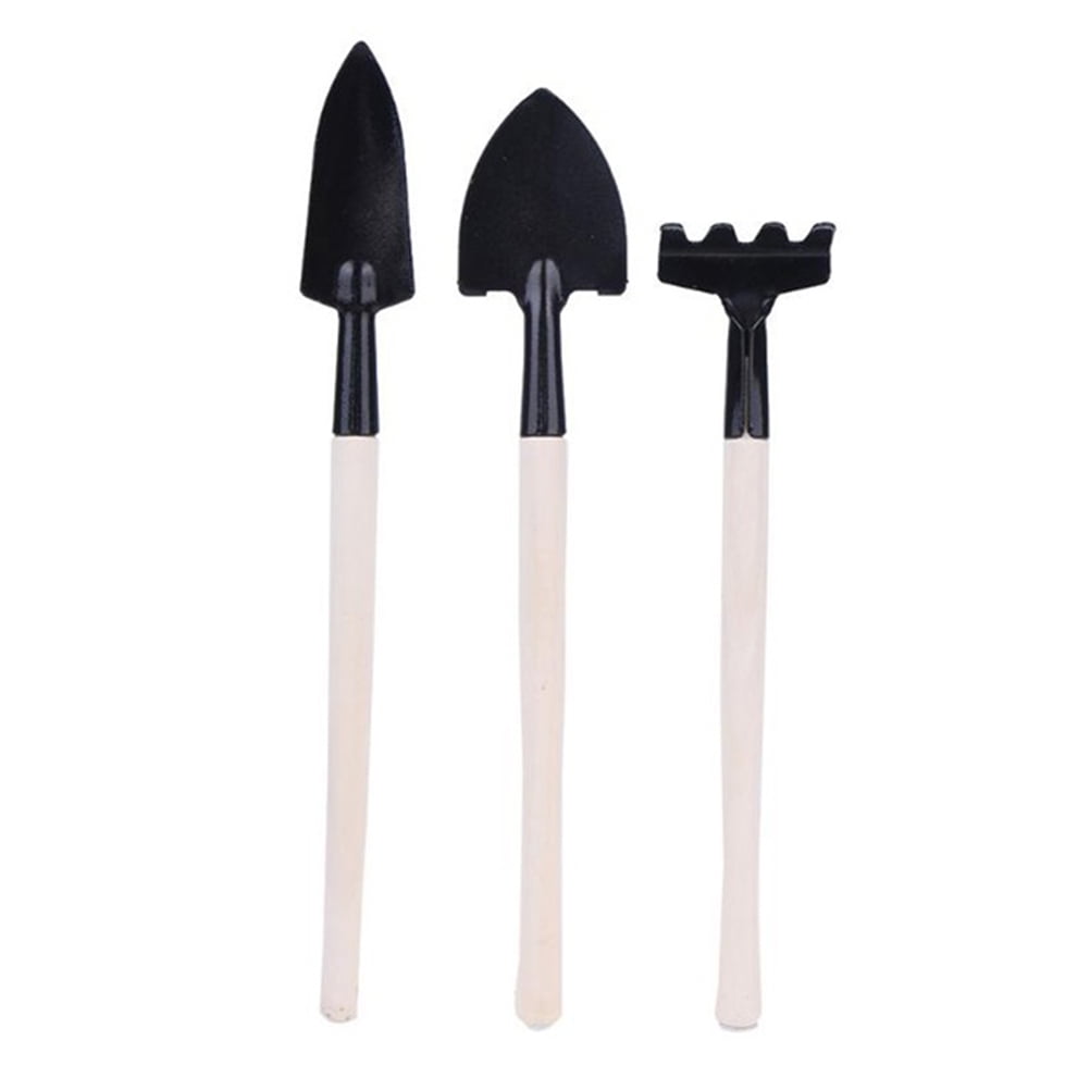 3 PCS/set Mini Garden Hand Tool Kit Plant Gardening Wood Handle Shovel ...