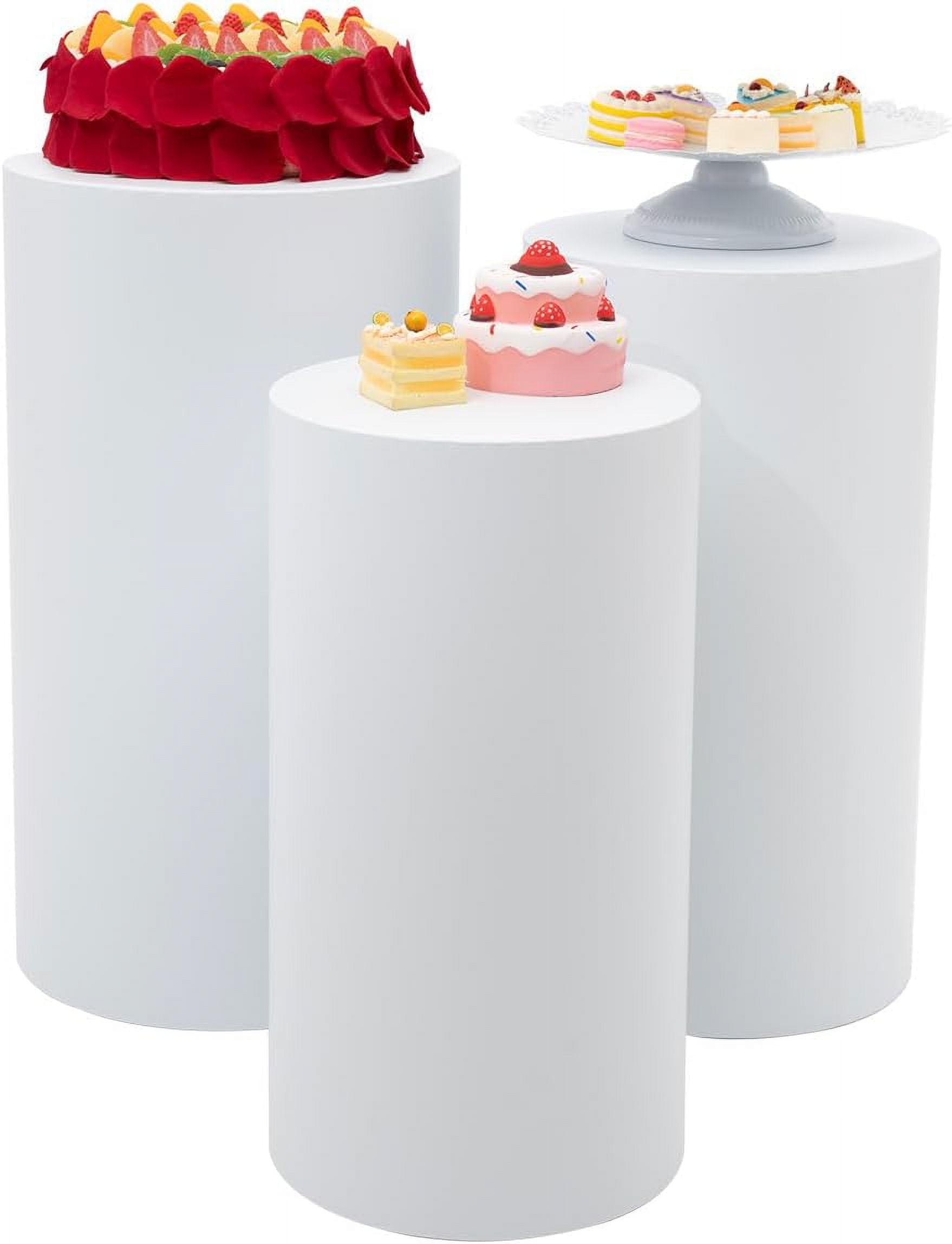 3 PCs Cylinder Pedestal Stands, White Cylinder Pedestal Display for ...