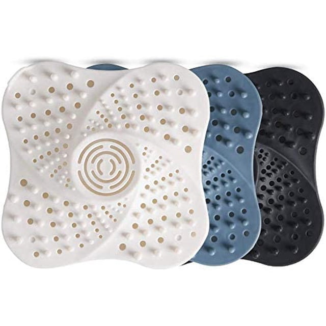 3 PCs Shower Drain Cover Hair Catcher Silicone Sink Strainer Bath Plug ...