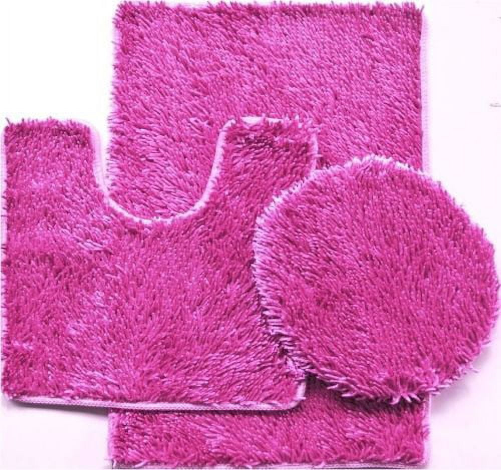 3 PIECE SHINY SOFT PADDED CHENILLE SHAG BATH RUG, CONTOUR RUG AND LID ...