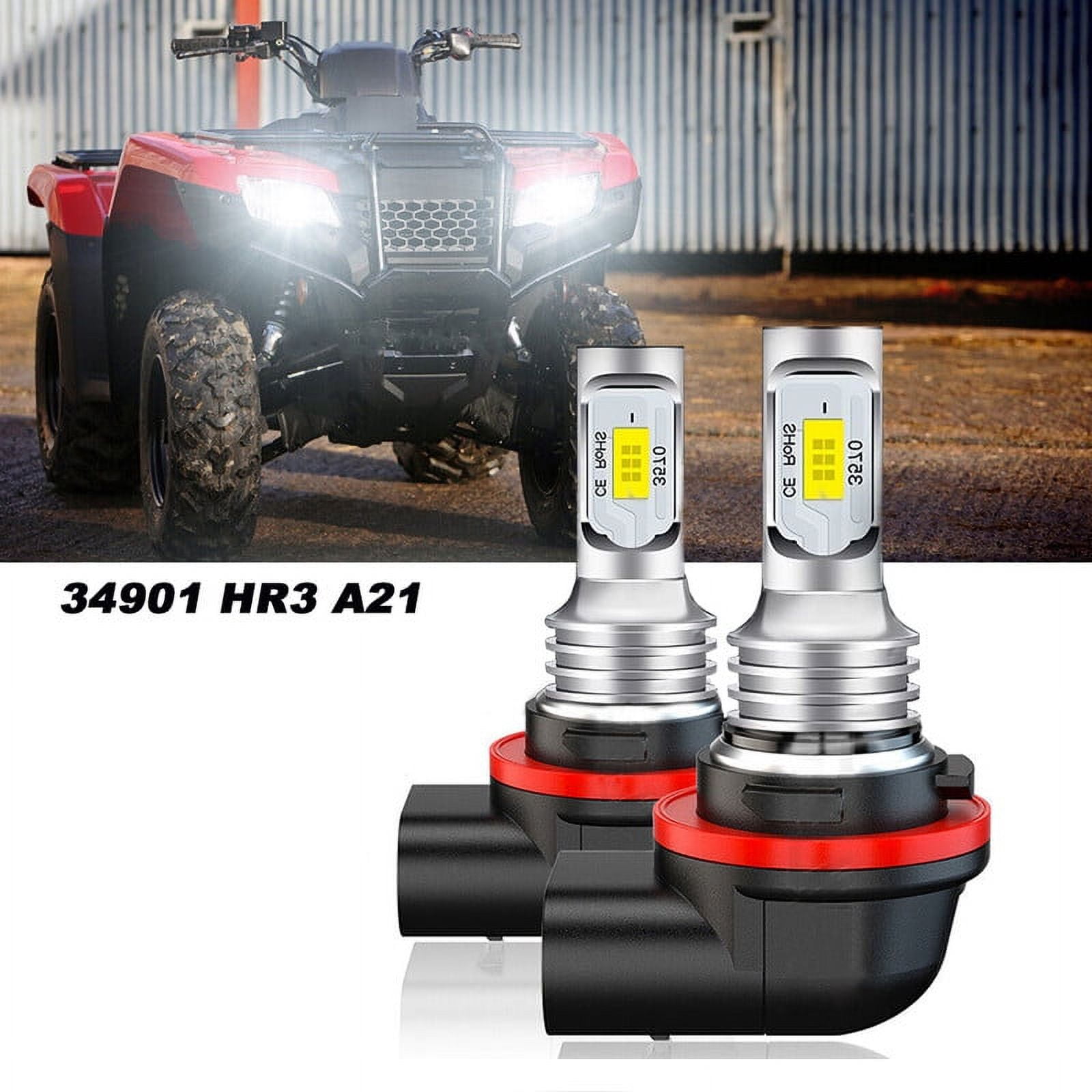 3 PINS LED Headlight Bulb 6000K 35W For Honda Foreman Rubicon 500 ...