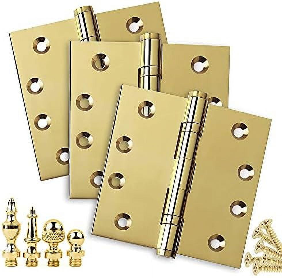3 PK - Door Hinges 4 x 4 Extruded Solid Brass Ball Bearing Polished ...