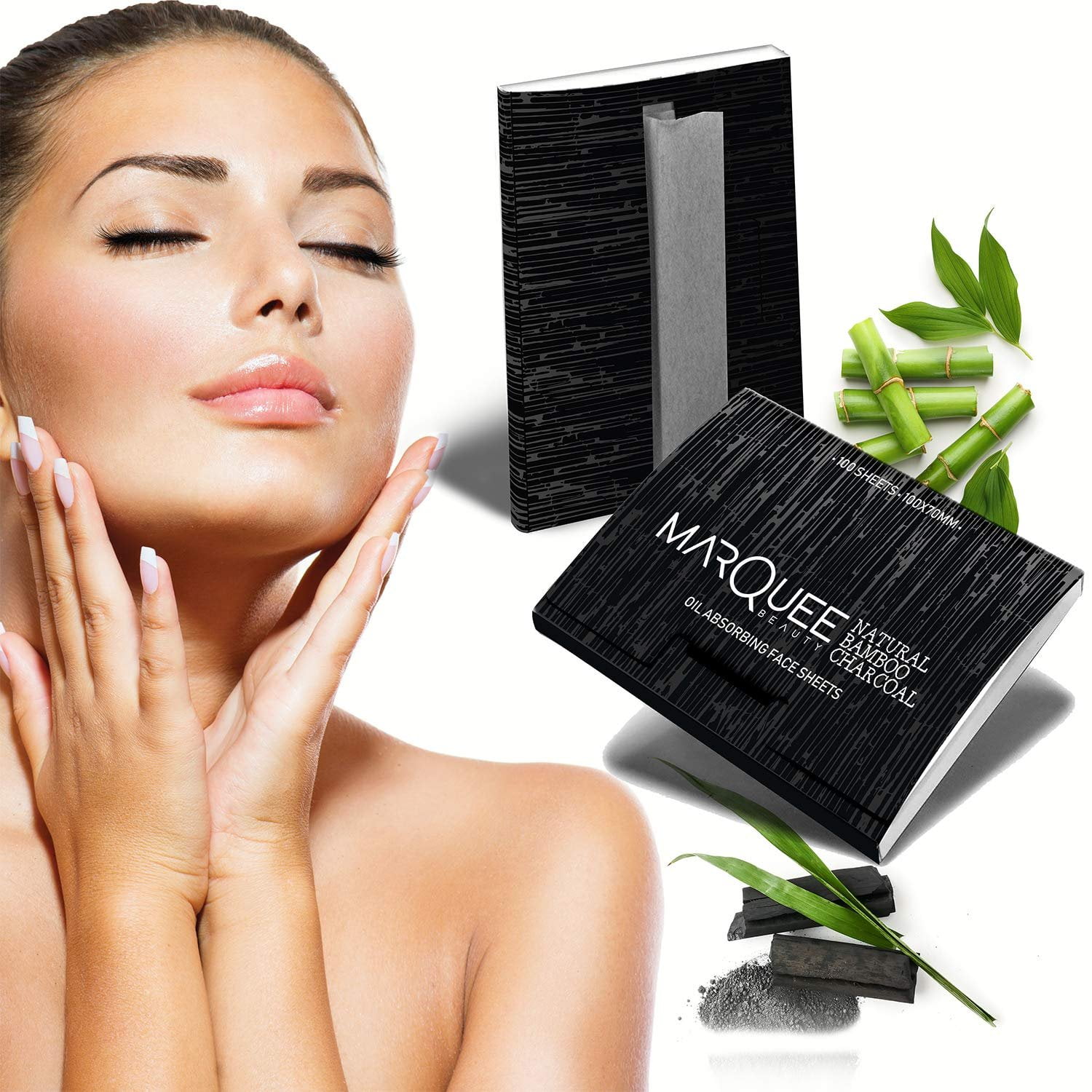 3 PK Oil Blotting Sheets- Natural Bamboo Charcoal Oil Absorbing Tissues ...