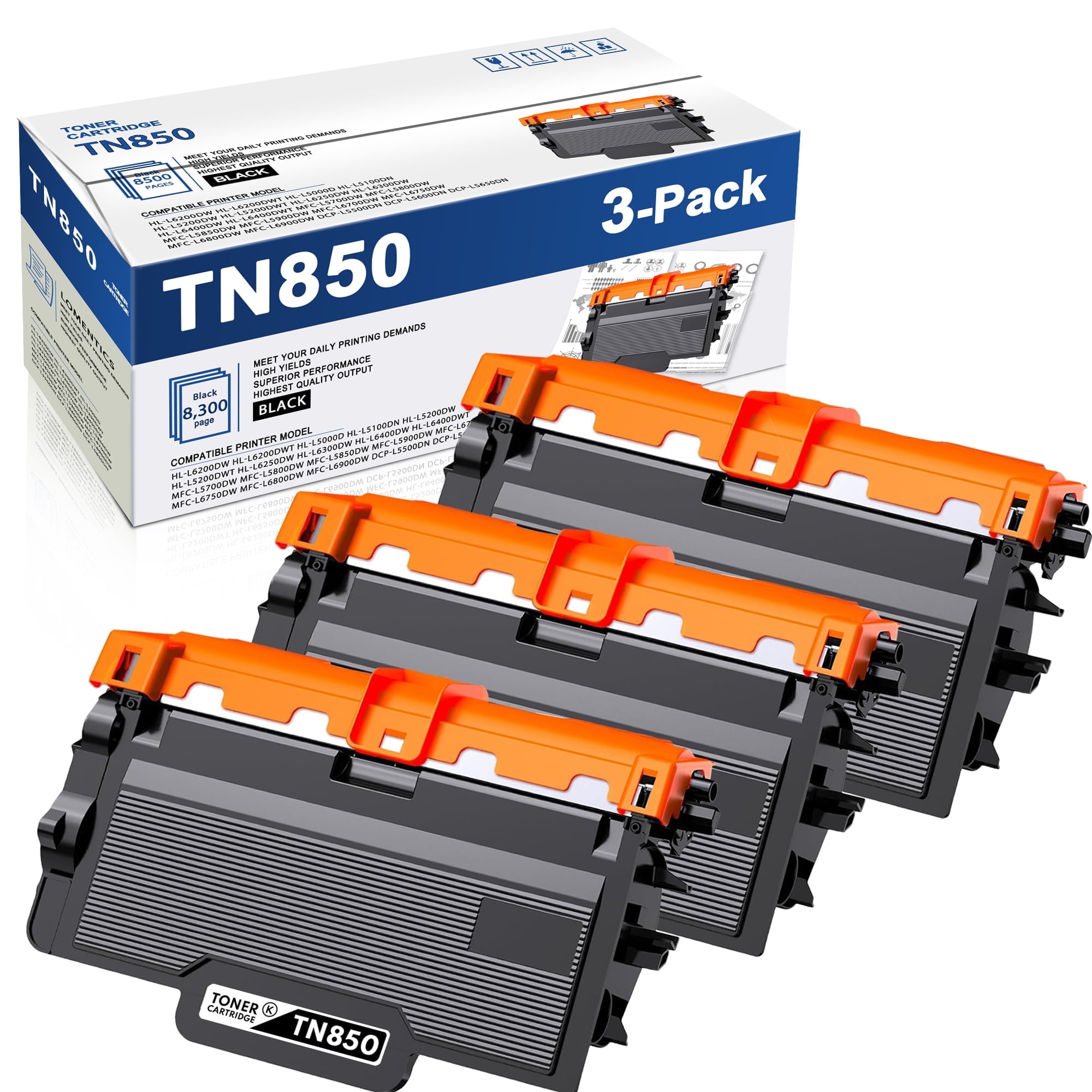 3 PK TN850 Toner Cartridge Replacement for Brother TN850 820 Toner HL ...