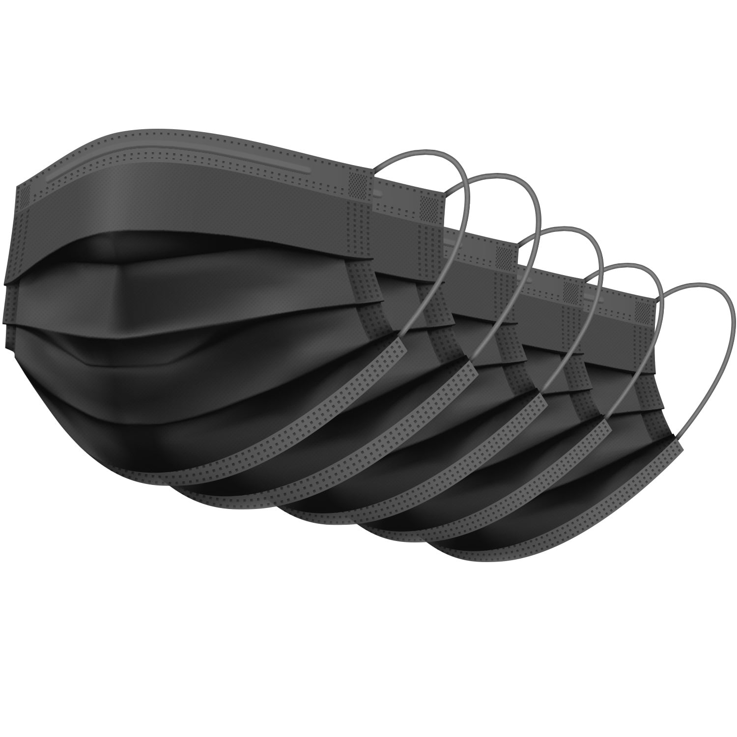 3 PLY Disposable Black Face Covering Mask with Ear Loops 3 Layer, 500 ...