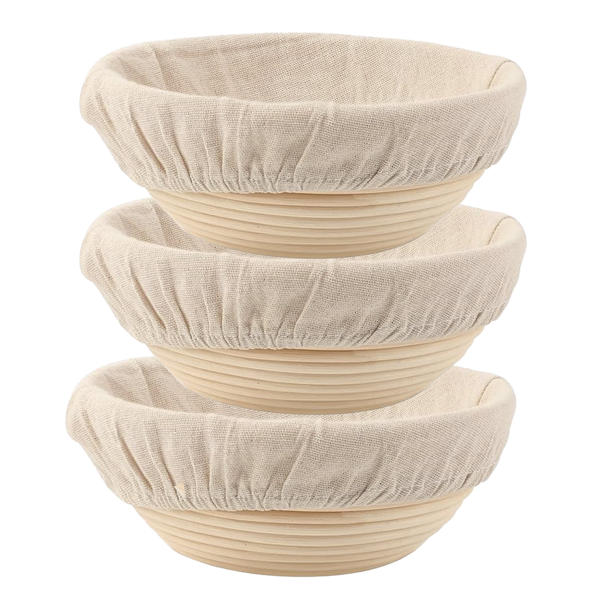 3 PSC 100% Natural Rattan 10 Inch Proofing Basket , Bread Proofing ...