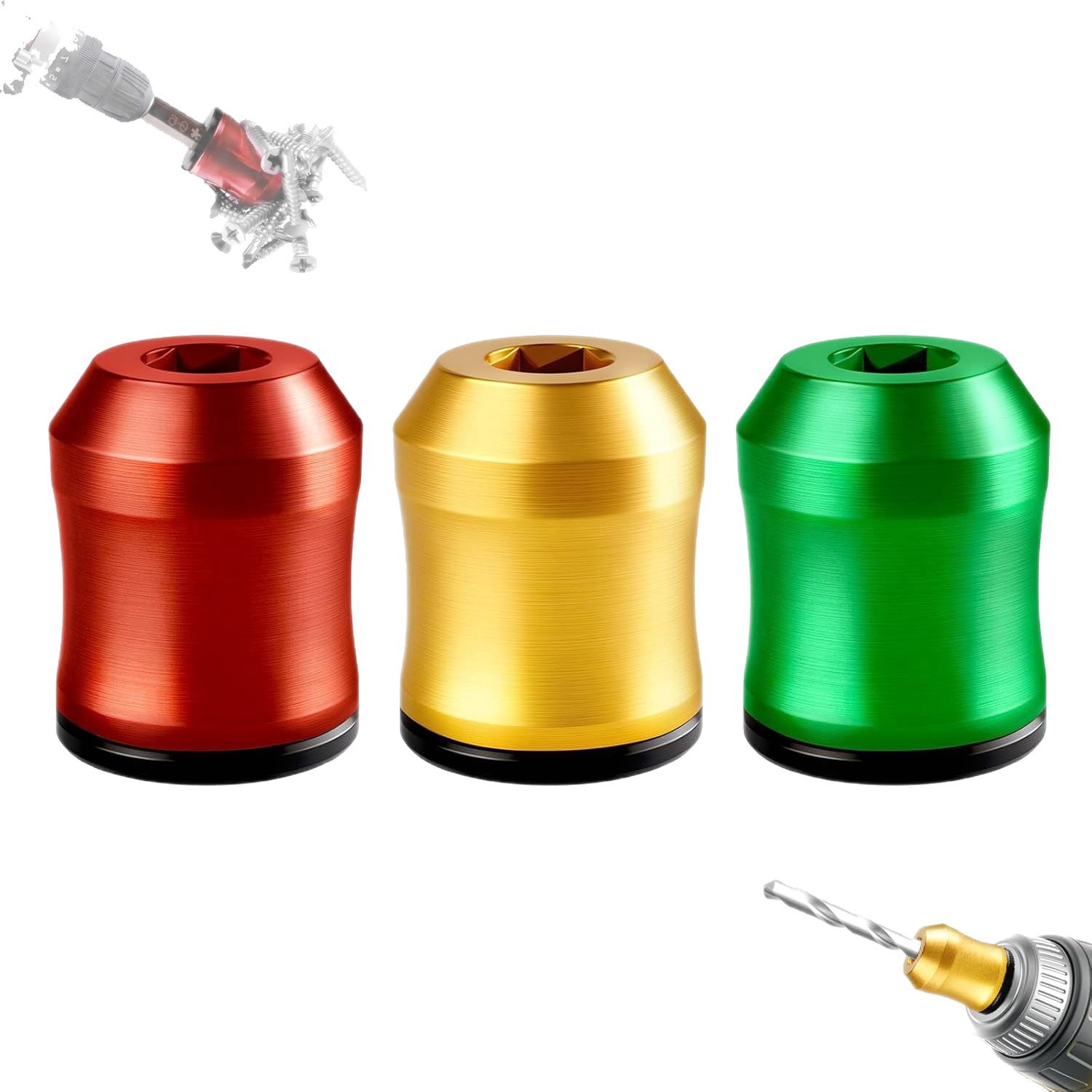 3-Pack 1/4" Drill Bit Magnetic Rings, Universal Removable Magnetizer ...