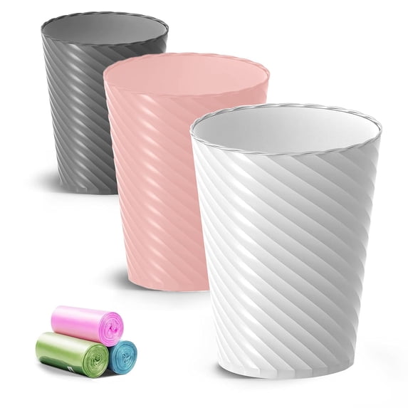 3 Pack 1.8 Gallons Small Trash Can with Trash Bags, Bathroom Garbage ...