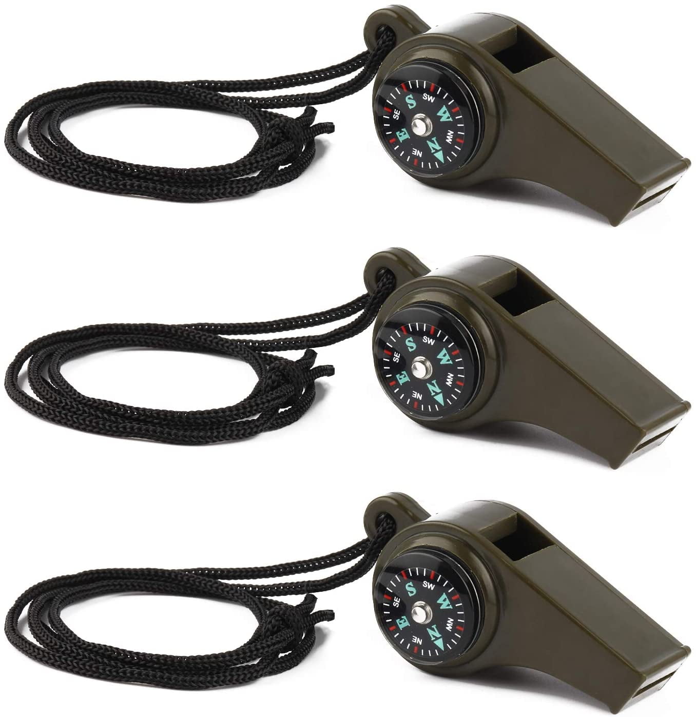 3 Pack 3 in 1 Emergency Survival Whistle with Compass and Thermometer ...