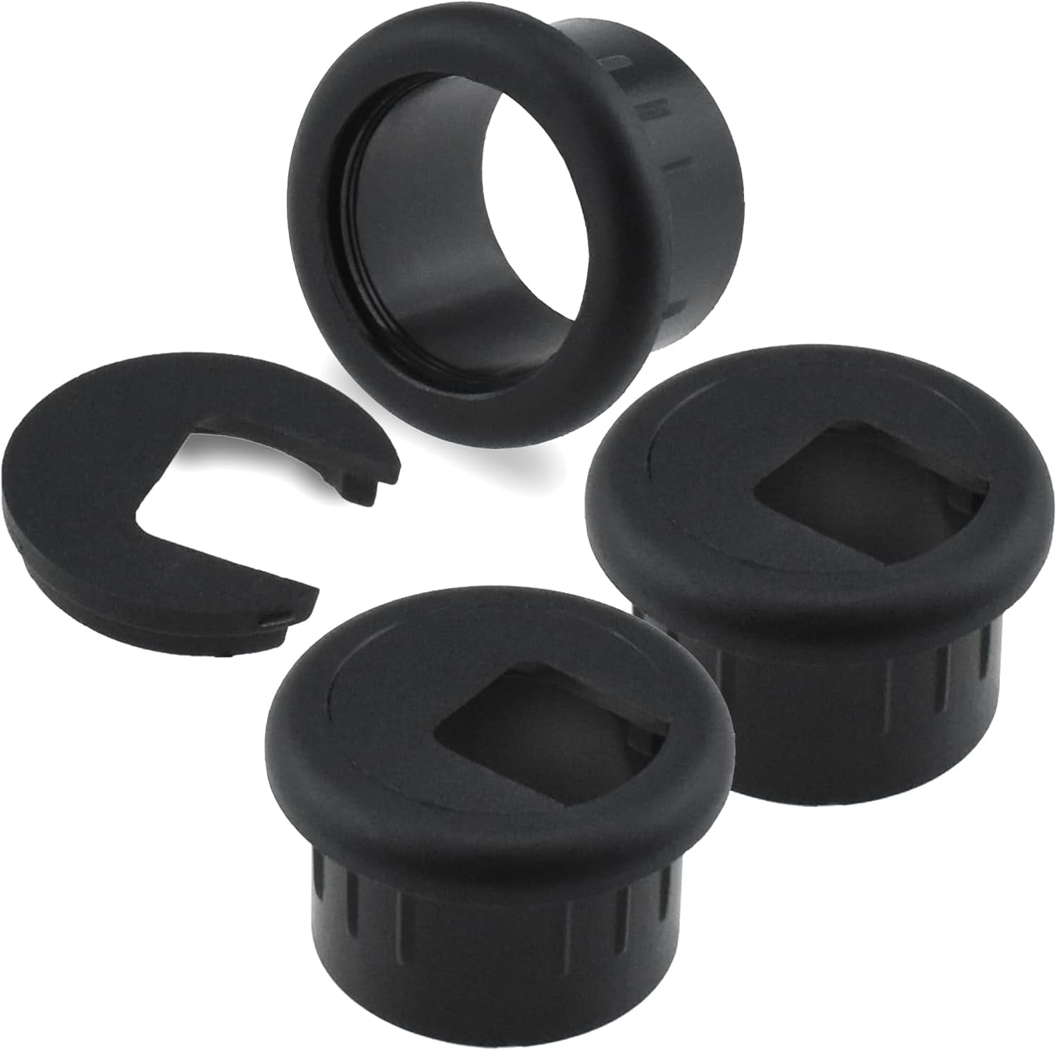 3-Pack 1 inch Desk Hole Wire Grommet Black Plastic Cable Cord Cover ...