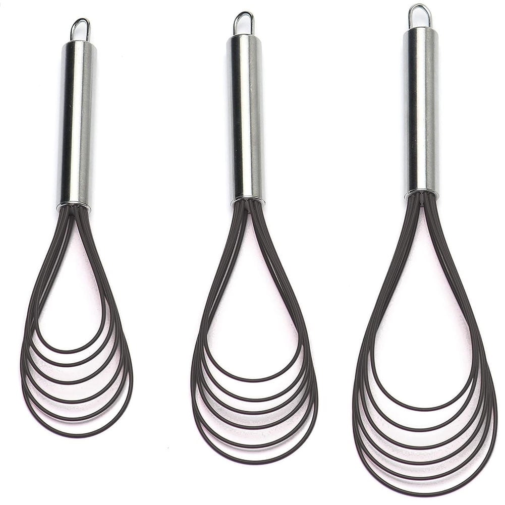 10, 11, 12 inch Flat Whisk Silicone Heads Non Stick Wires Whisk ...