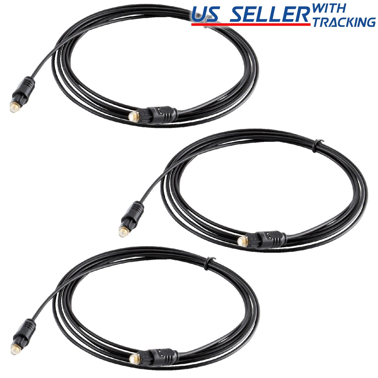 (3-Pack) 10 Ft Digital Fiber Optic Audio Cable Cord Optical Spdif ...