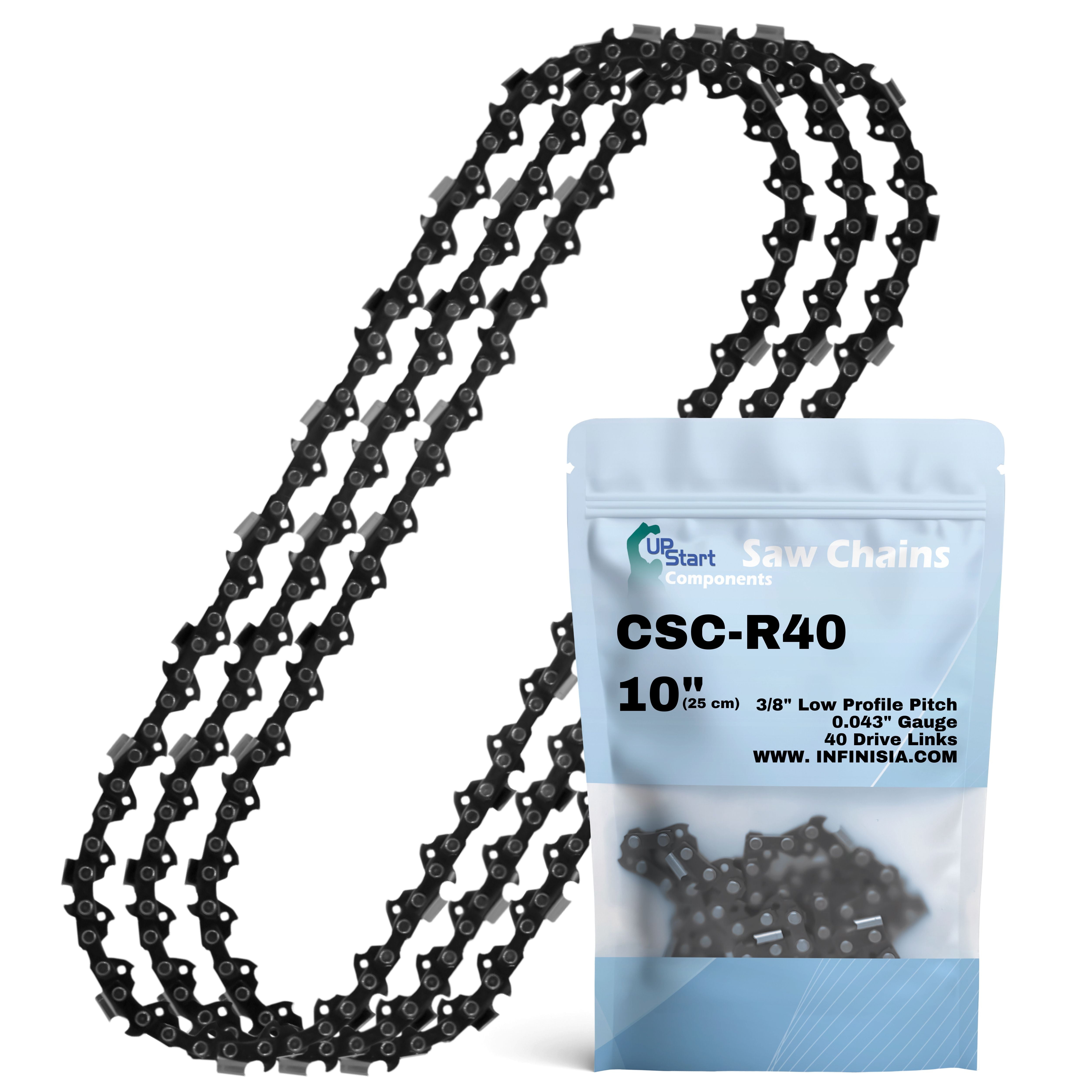 3-Pack 10-Inch Chainsaw Chain R40 Replacement for Worx WG322.9 - (10 ...