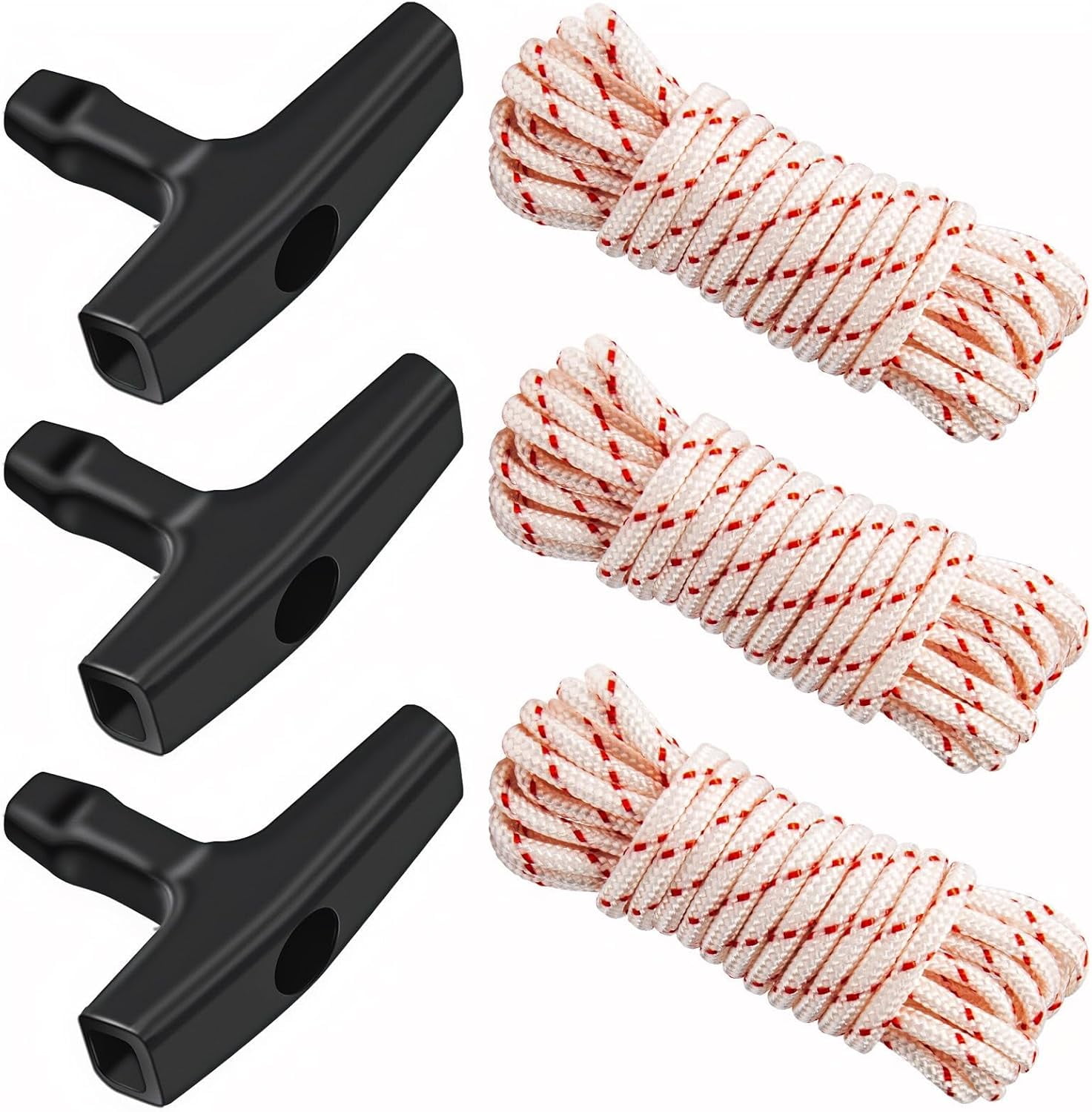 3 Pack, 10 ft x 9/64" (3.5mm) Pull Cord Rope with Handle, Premium ...