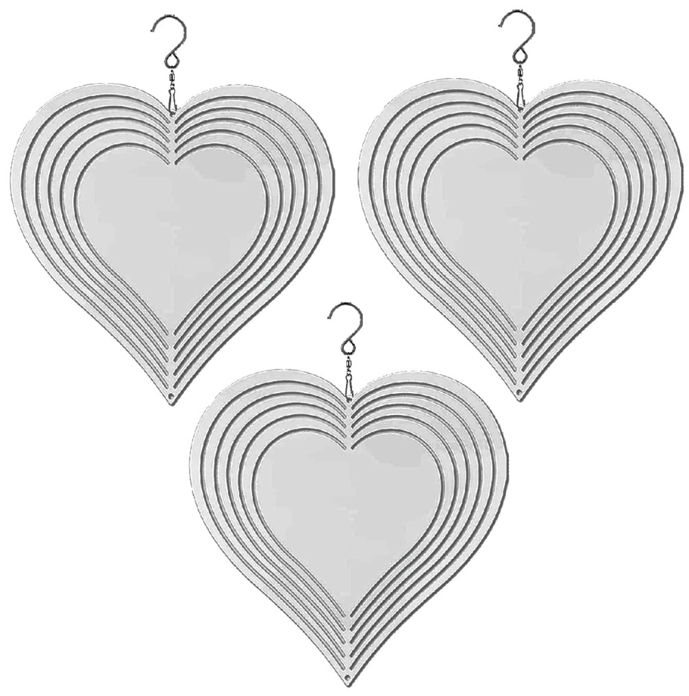 3 Pack 10 - inch Double Sided Heart Shaped Sublimation Wind Spinner Blanks w/Hooks - Walmart.com
