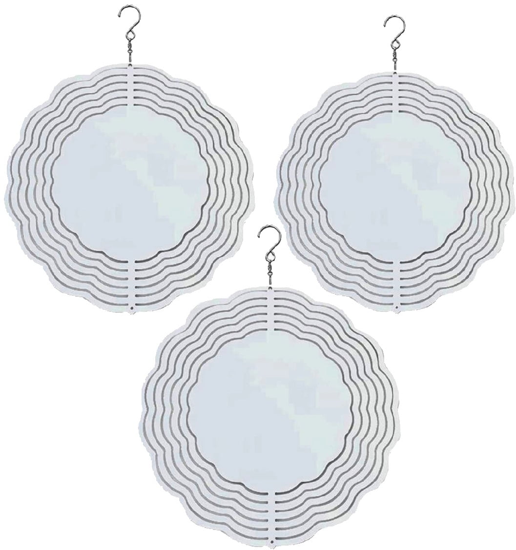 3 Pack 10 - inch Double Sided Round Sublimation Wind Spinner Blanks w ...