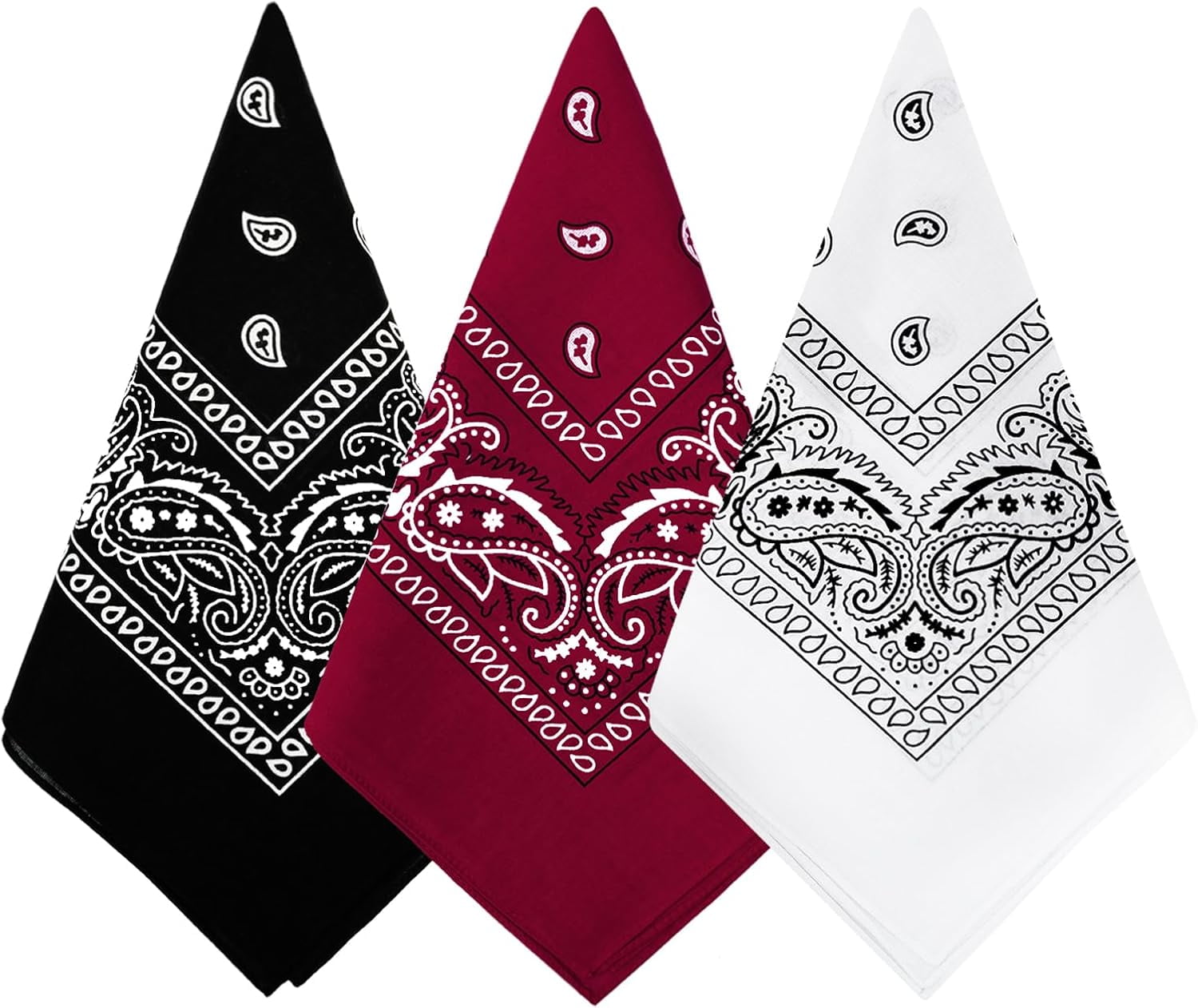 3 Pack 100% Cotton Paisley Pattern Bandanas Face Mask Square Scarf ...