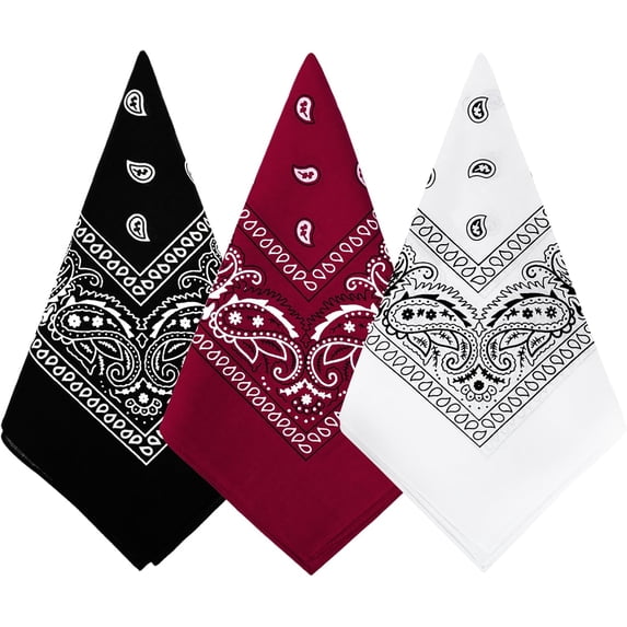 3 Pack 100% Cotton Paisley Pattern Bandanas Face Mask Square Scarf ...