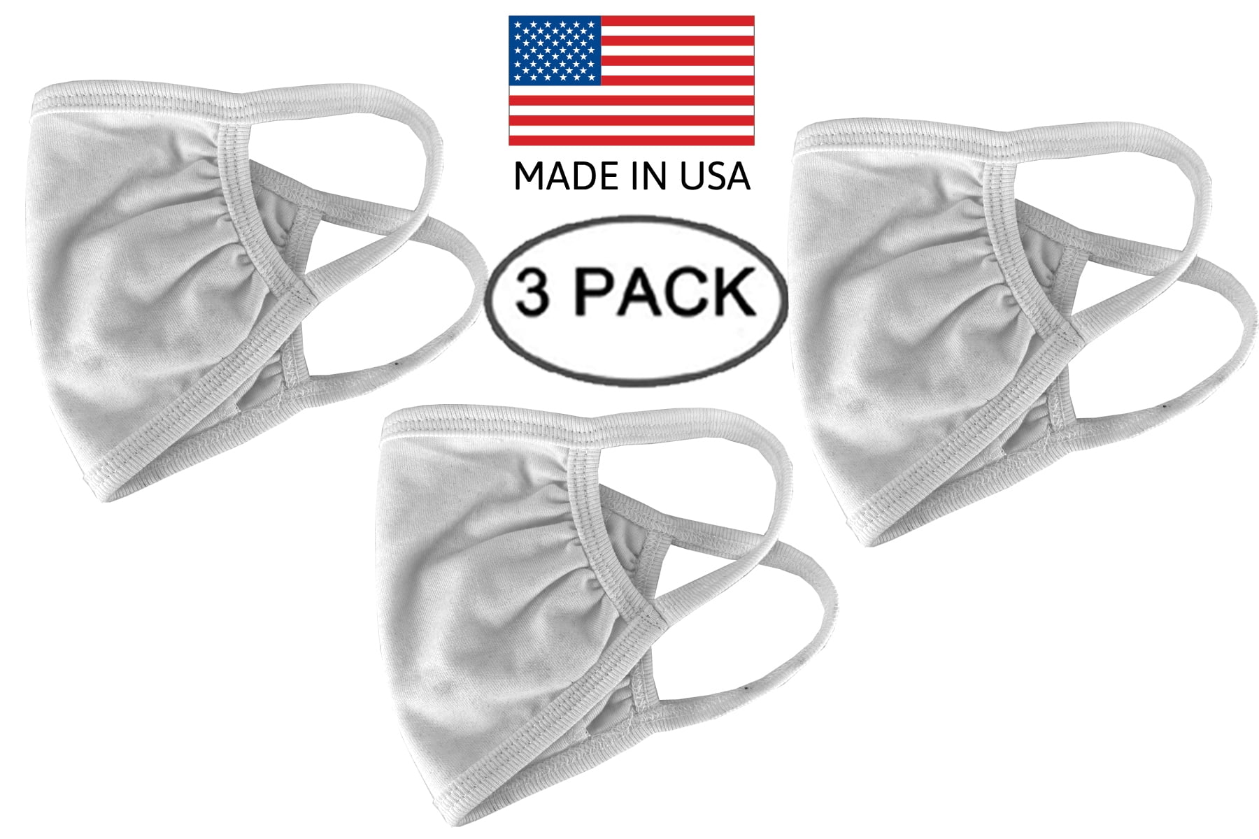 3 Pack 100%Cotton Unisex Face Masks 3 Layers For Filter Insert Reusable ...