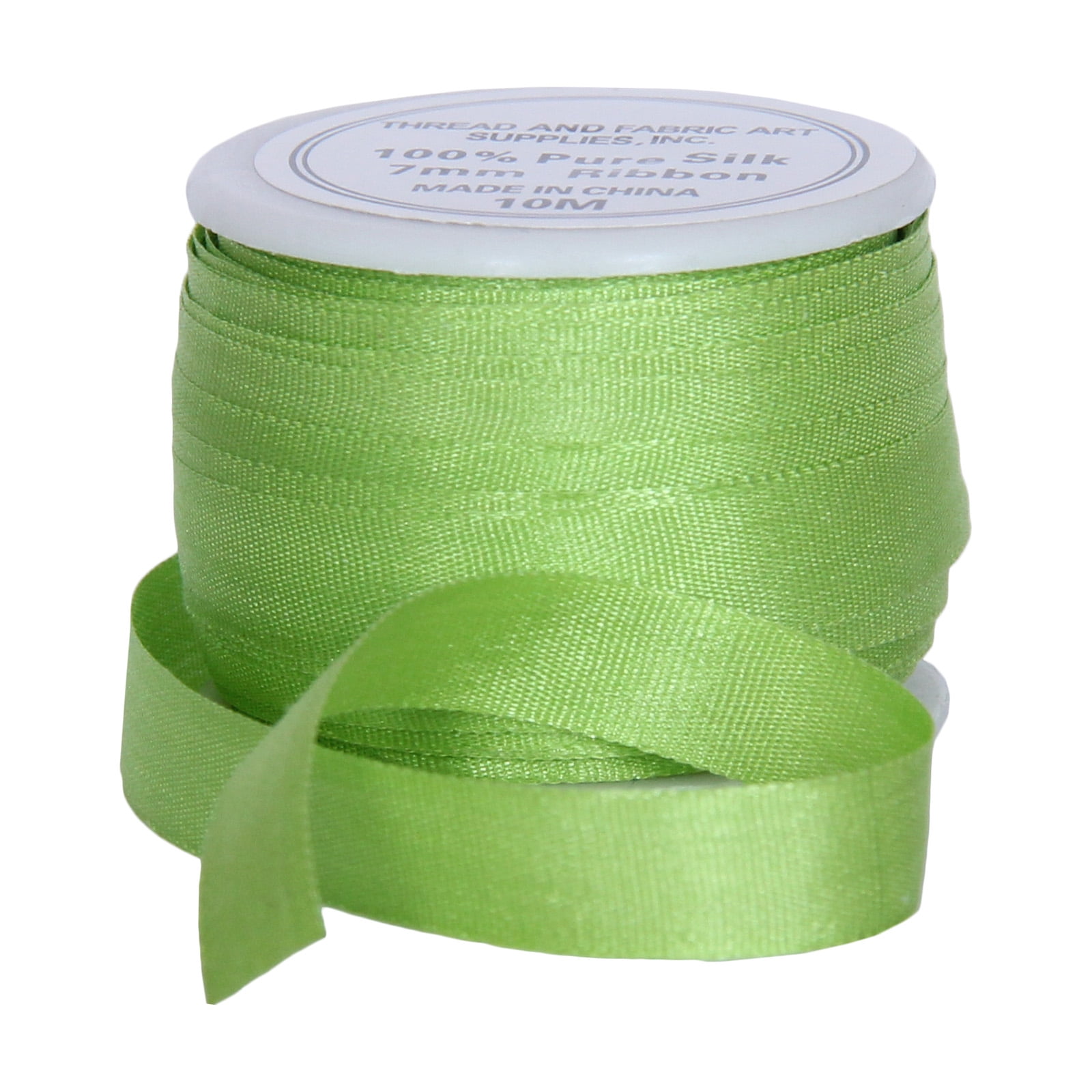 3 Pack 100% Pure Silk Ribbon by Threadart - 7mm Lime Green - No. 642 ...