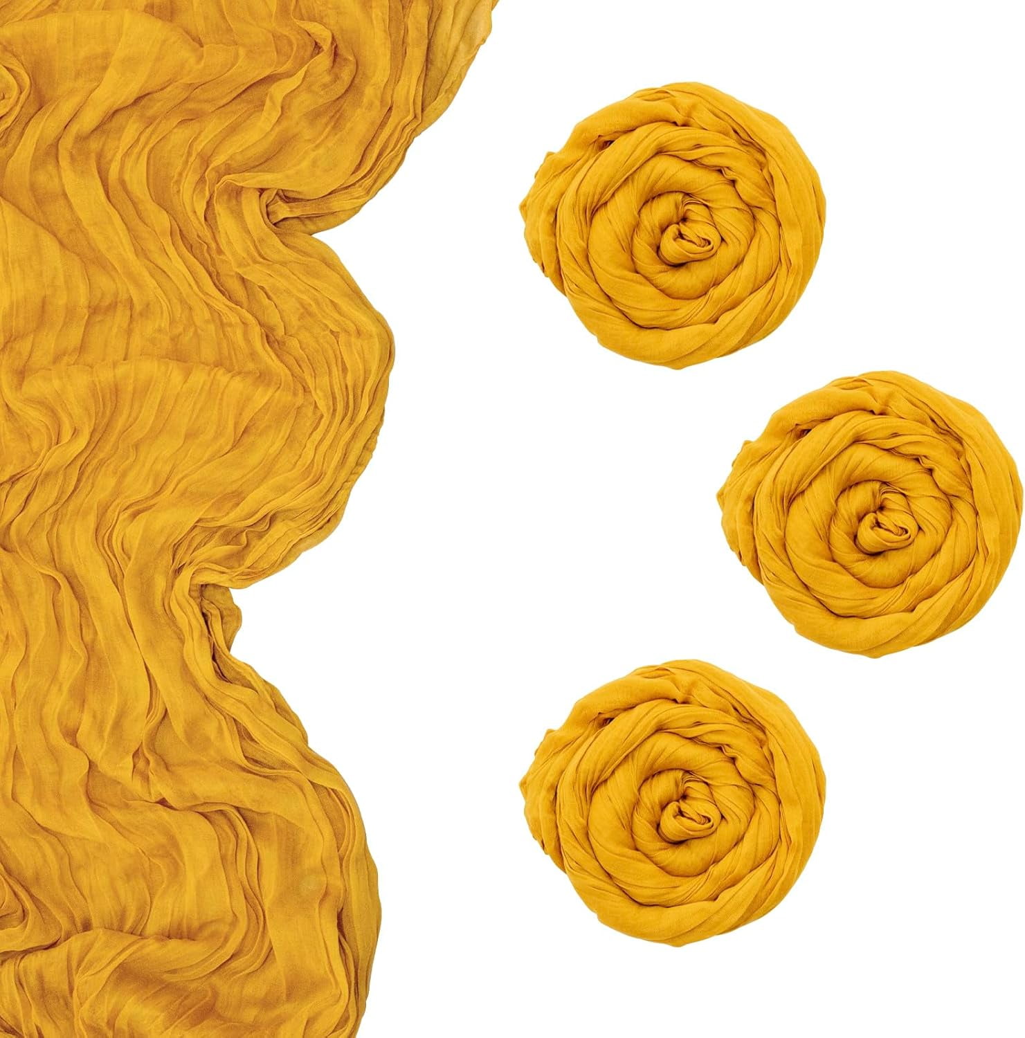 3 Pack 10Ft Cheesecloth Table Runner Mustard Yellow 35x120 Inch Boho ...