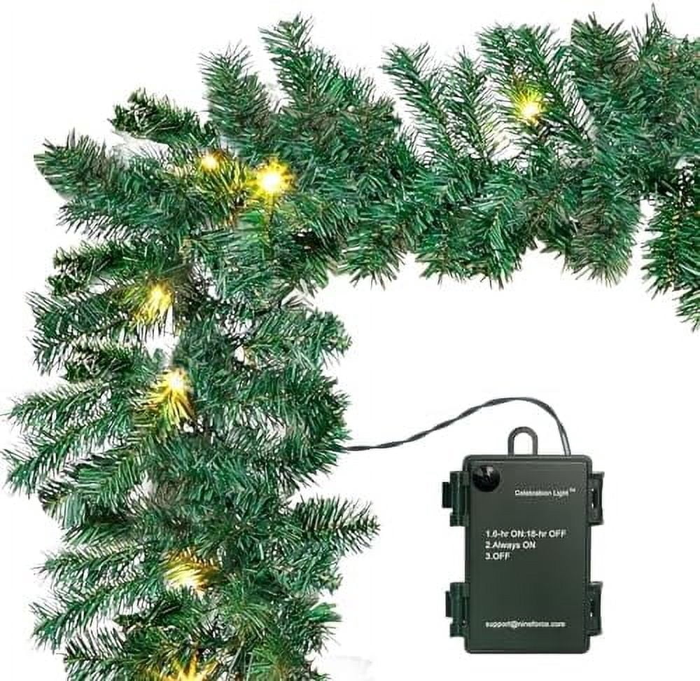 3 Pack 10Ft Christmas Garland with Lights- Battery Operated 50 LED ...