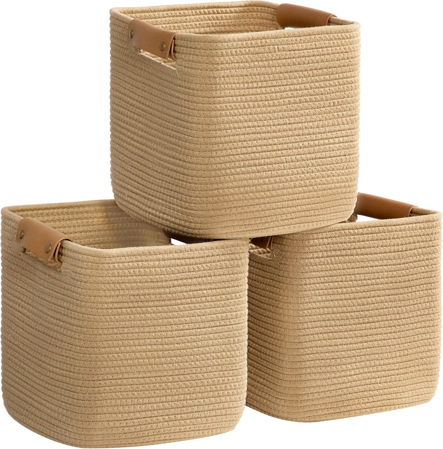 3 Pack 11 Inch Woven Baskets for Storage, Stylish Storage Baskets for ...