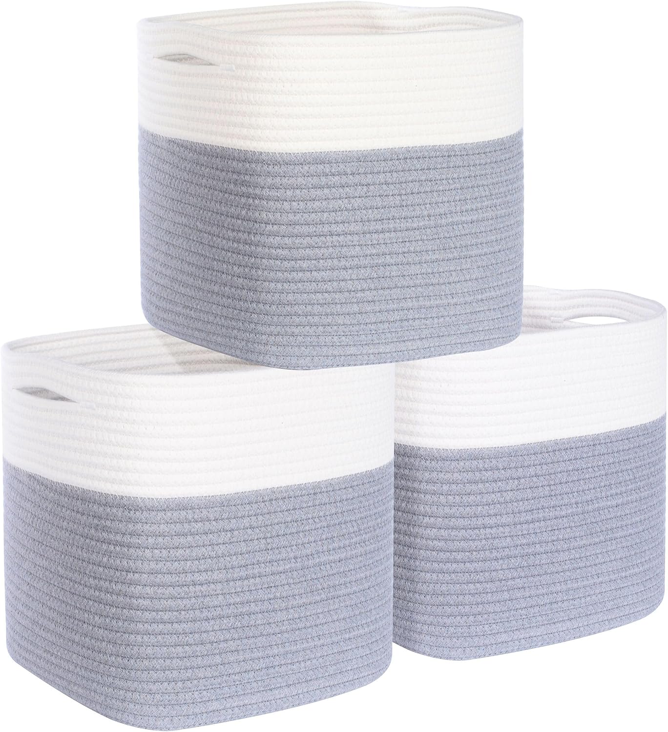 3-Pack 11x11 Inch Cube Storage Bin, Woven Storage Cube Organizer ...