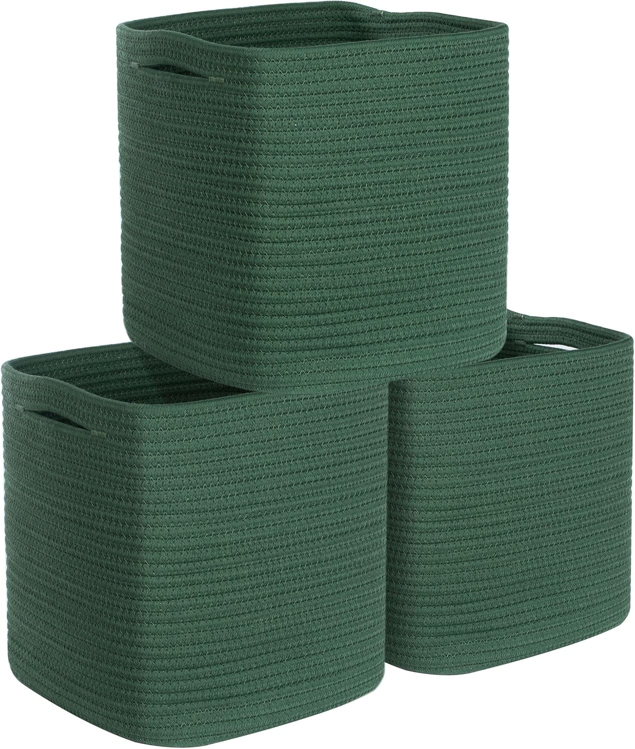 3-Pack 11x11 Inch Cube Storage Bin, Woven Storage Cube Organizer ...