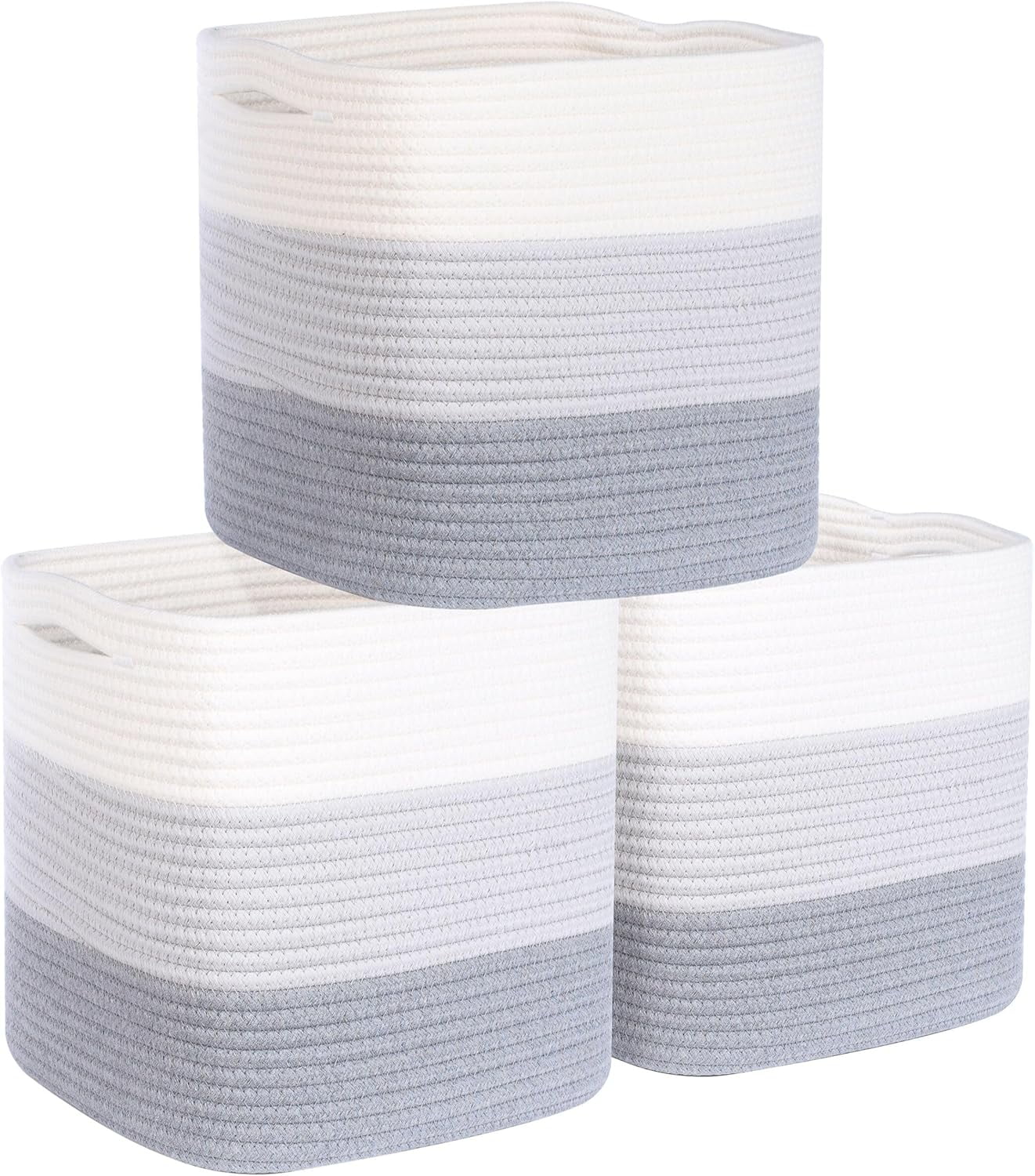 3-Pack 11x11 Inch Cube Storage Bin, Woven Storage Cube Organizer ...