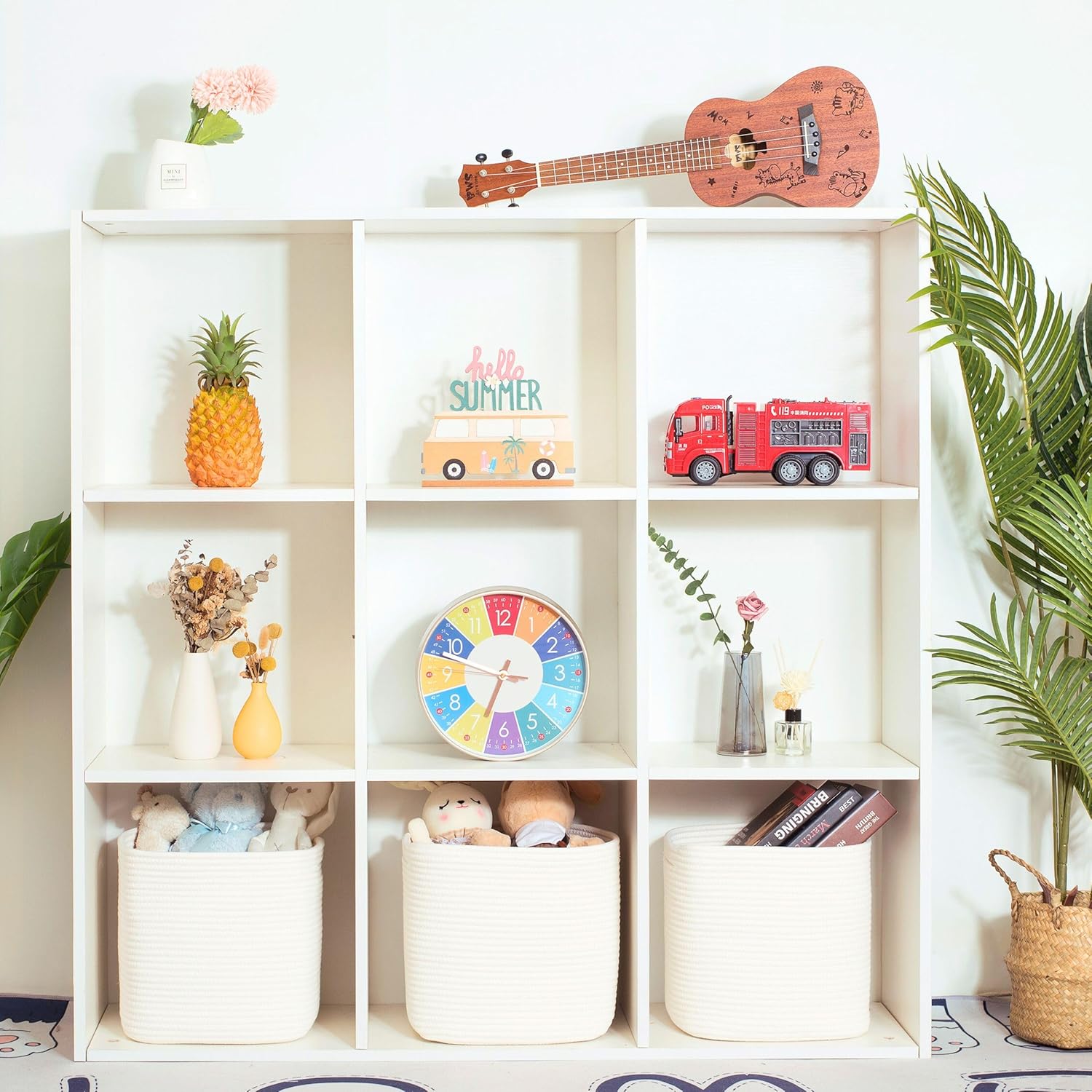 3-Pack 11x11in Woven Cube Storage Bin and Shelf Baskets, Cute ...