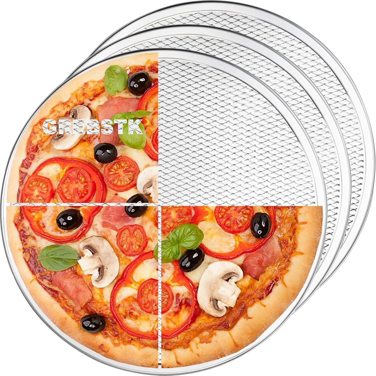 3 Pack 12 Inch Pizza Baking Screens, Seamless Aluminum Pizza Mesh Pan ...