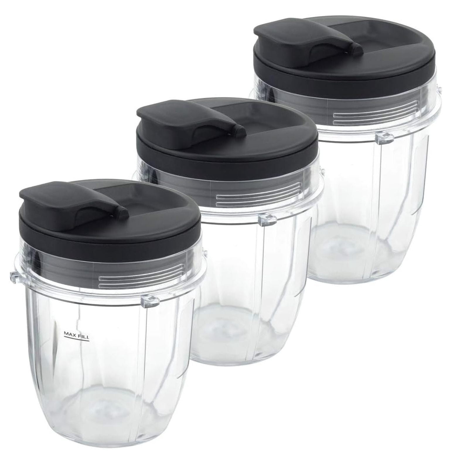 3 Pack 12 oz Tritan Clear Cup with Spout Lid for Nutri Blender ...