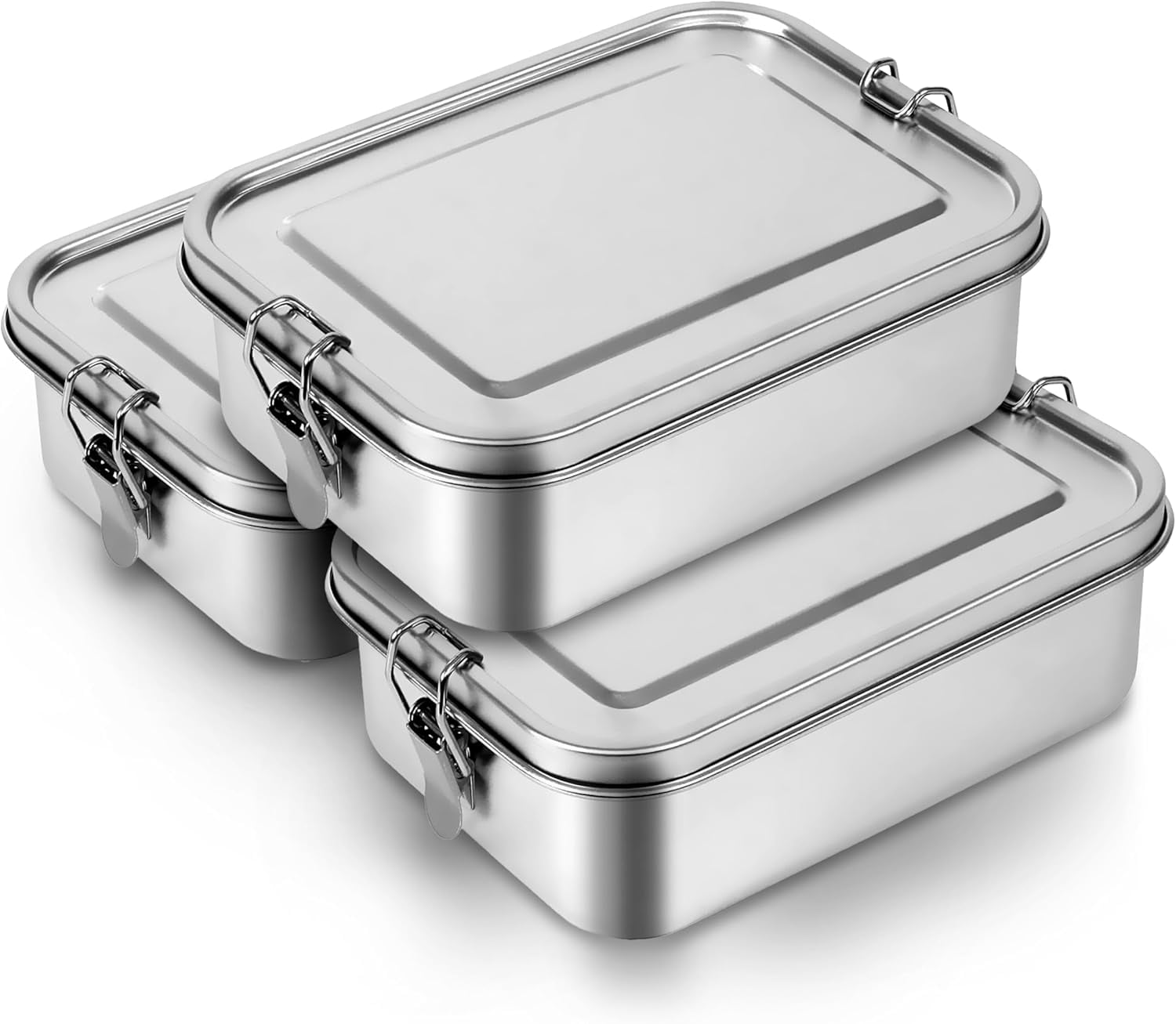 3-Pack 1200ml (40.6 oz) Stainless Steel Bento Lunch Box Containers with ...