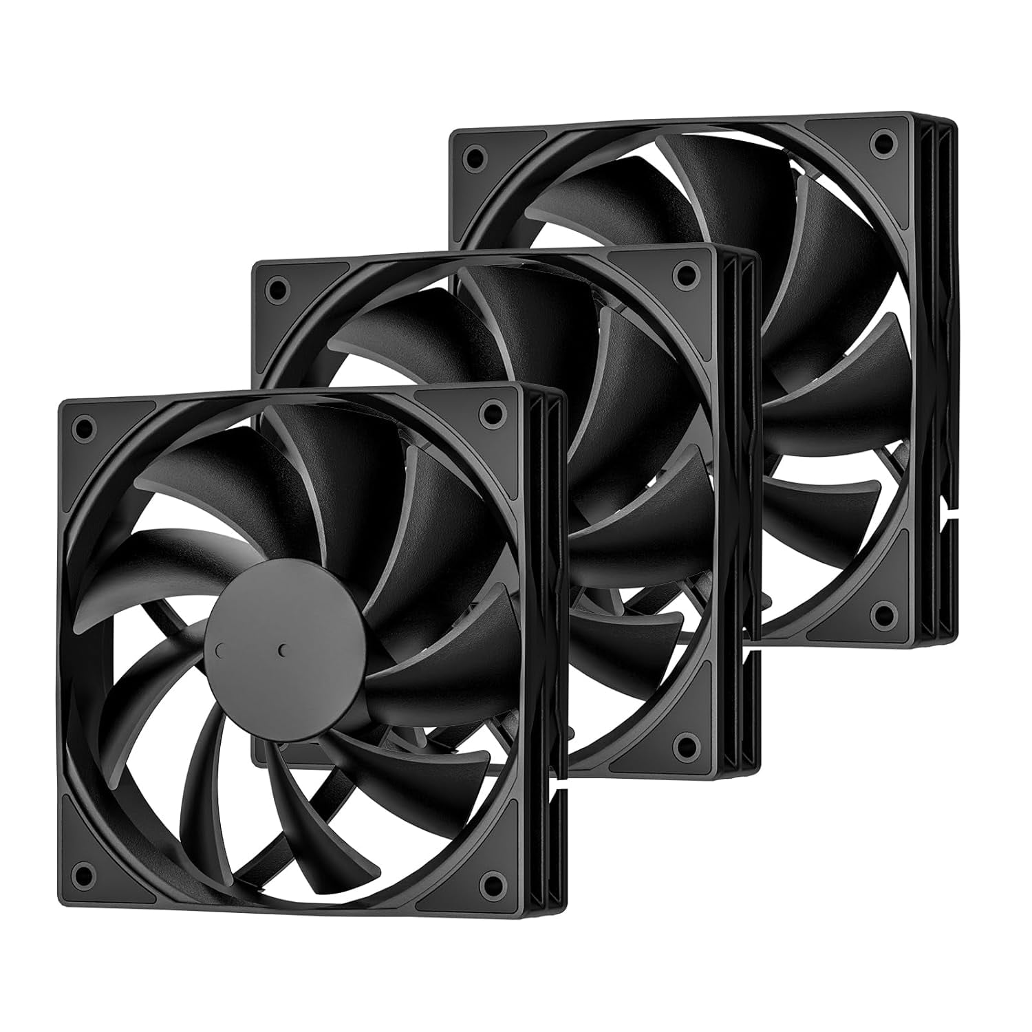 3-Pack 120mm Black Computer Case Fans High Performance Cooling Low ...