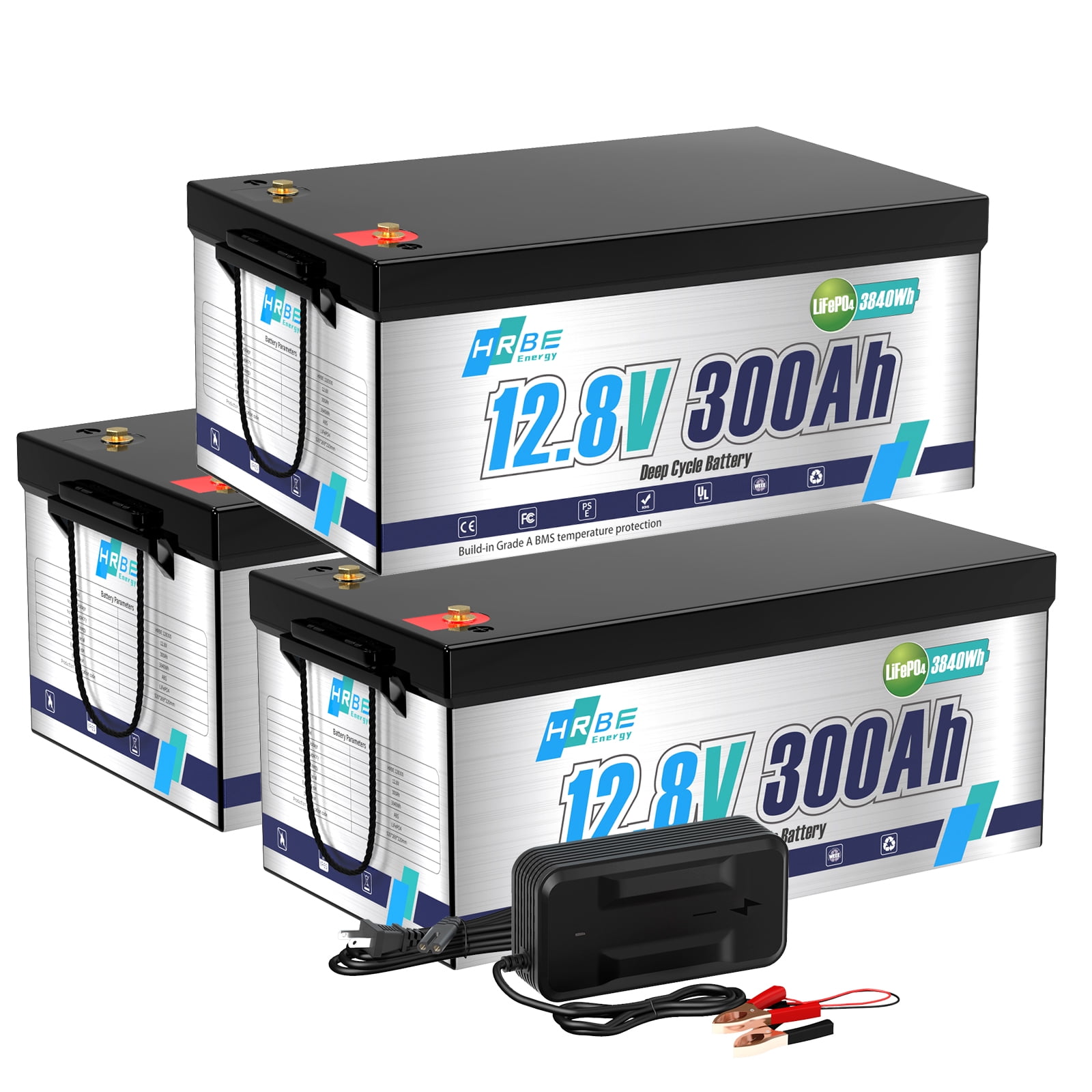 3 Pack 12V 300Ah LiFePO4 Lithium Battery, 200A BMS 8000-15000 Deep ...