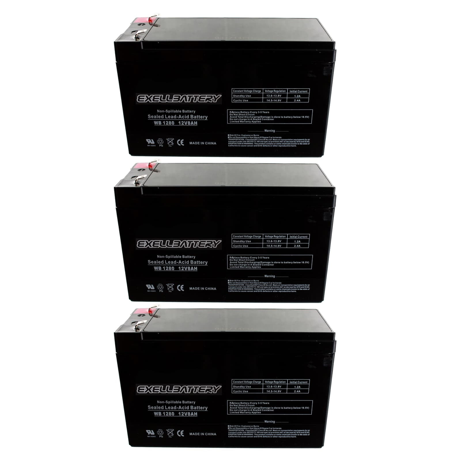 3 Pack 12V 8Ah Battery Compatible with UPG APC Smart-UPS XL 2200 ...