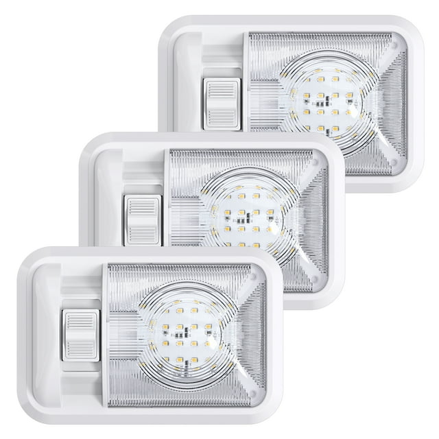 Leisure LED 3 Pack 12V RV Ceiling Dome Light, 280LM, 4500K, with Switch ...