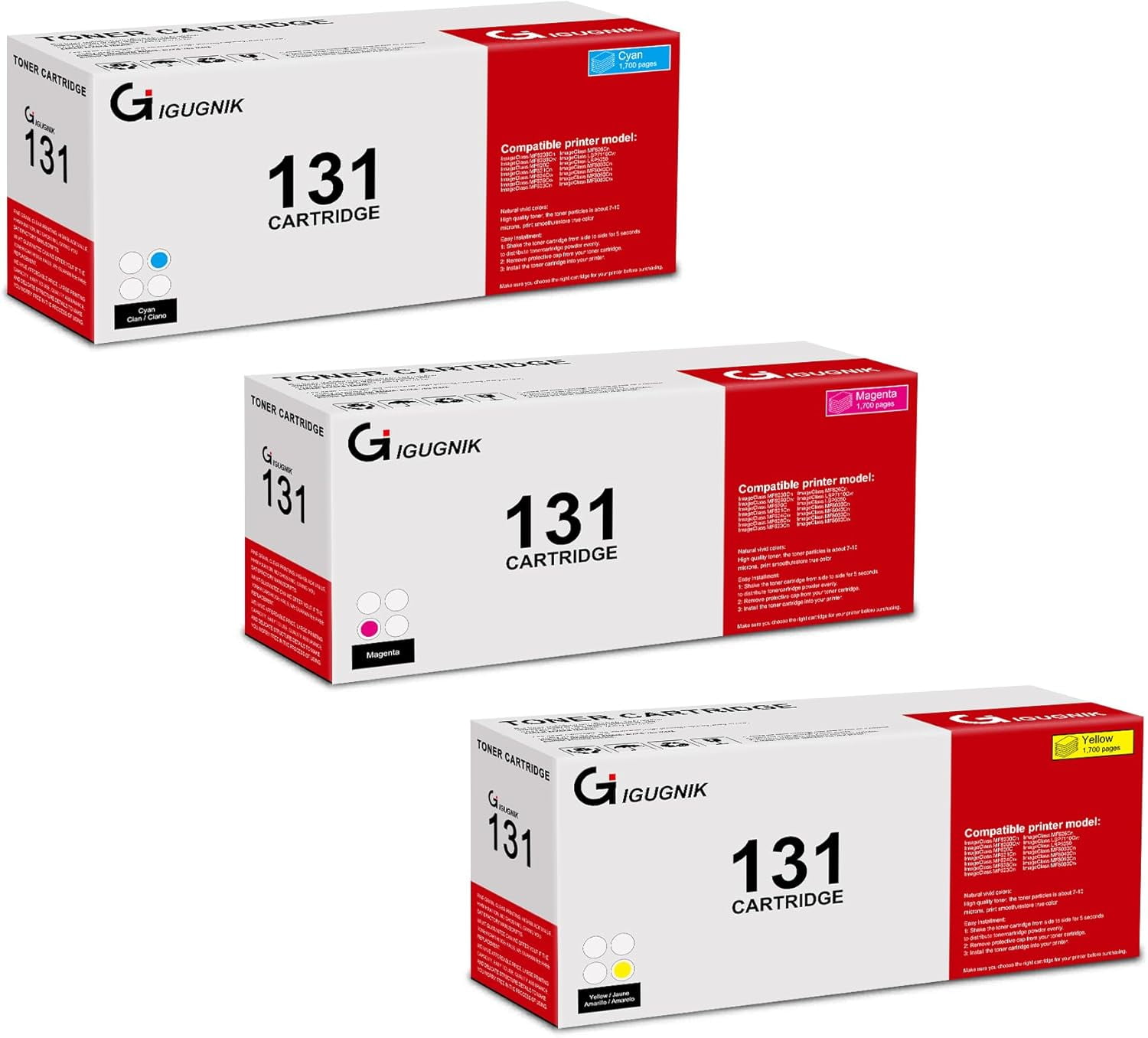 3 Pack 131 6271B001 6269B001 6270B001 C/M/Y Toner Cartridge Compatible ...