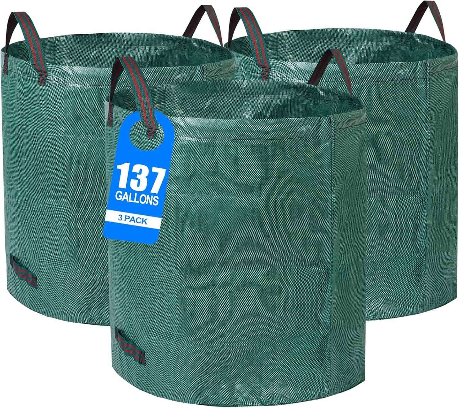 3 Pack 137 Gallons Reusable Yard Waste Bags with Double Bottom Extra ...