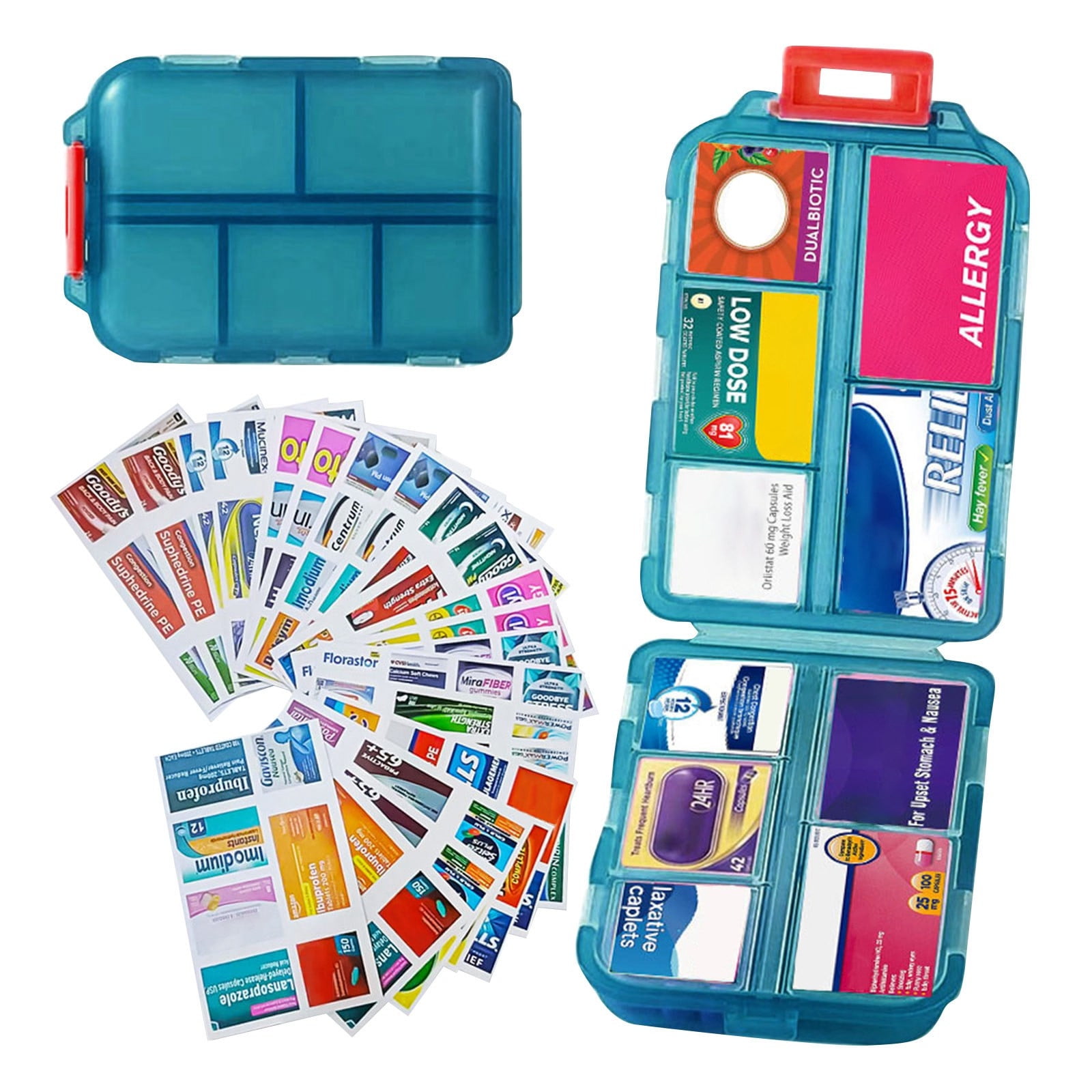 3 Pack 14 Grids Travel Pill Organizer Box With 415-Pcs Medicine Name ...