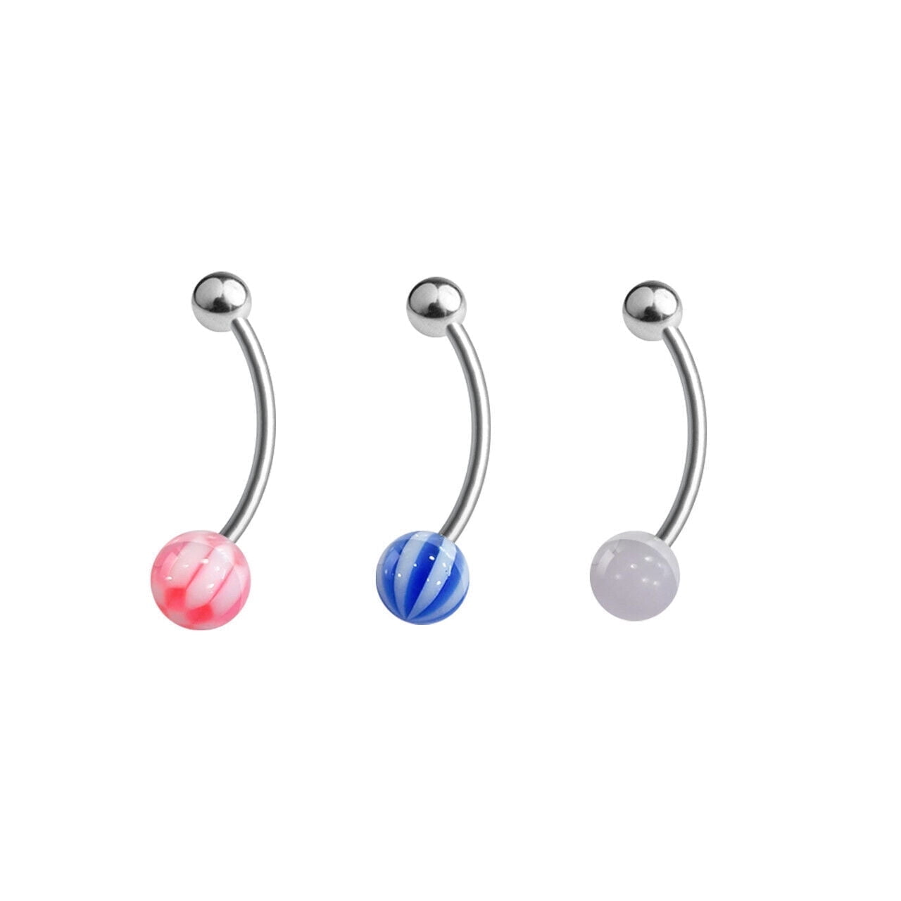 3 Pack 14G Belly Button Rings Belly Rings 16mm Plus Size Long Shaft ...