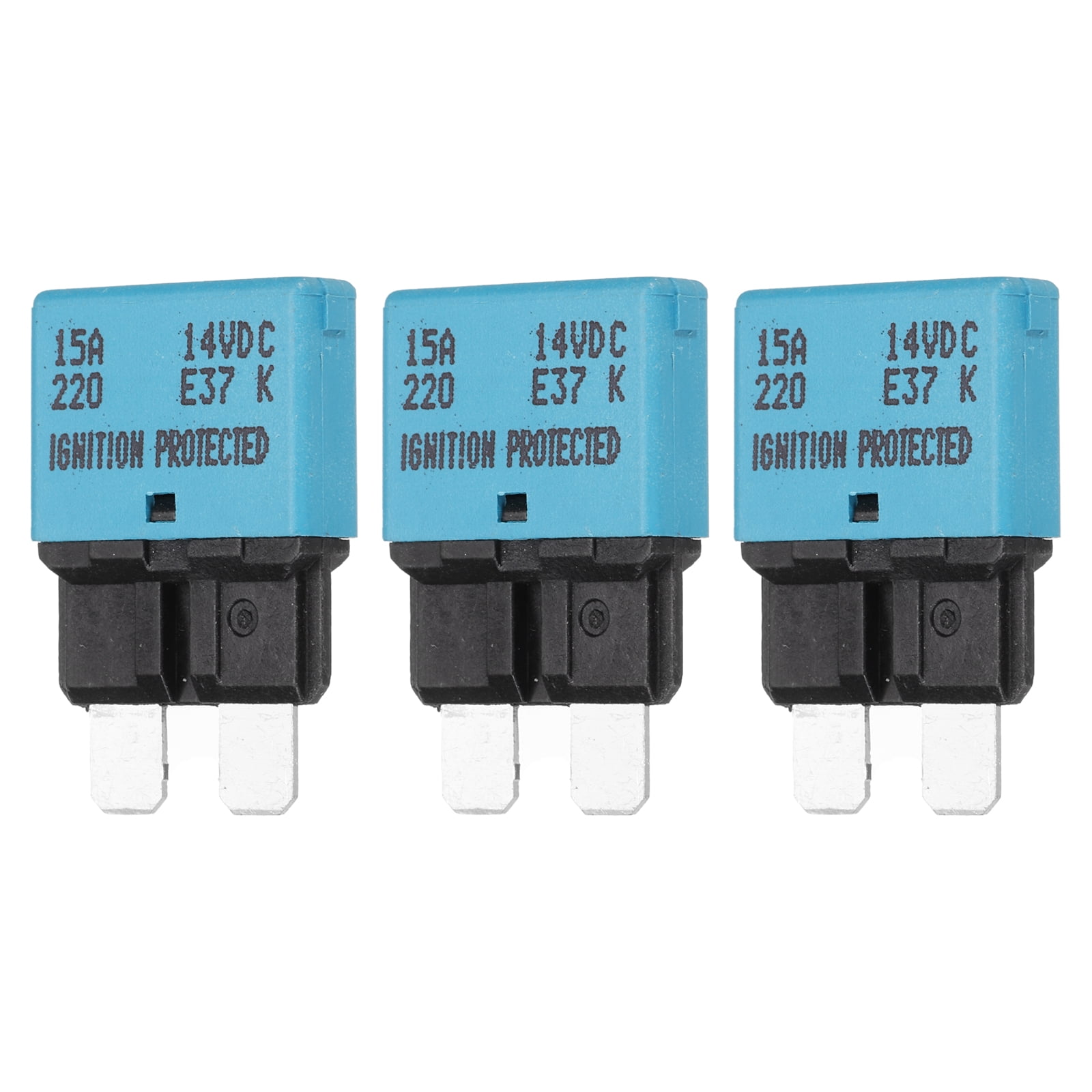 3 Pack 14V DC 15A Blue ATC/ATO Automatic Mini Resettable Fuse for Car ...