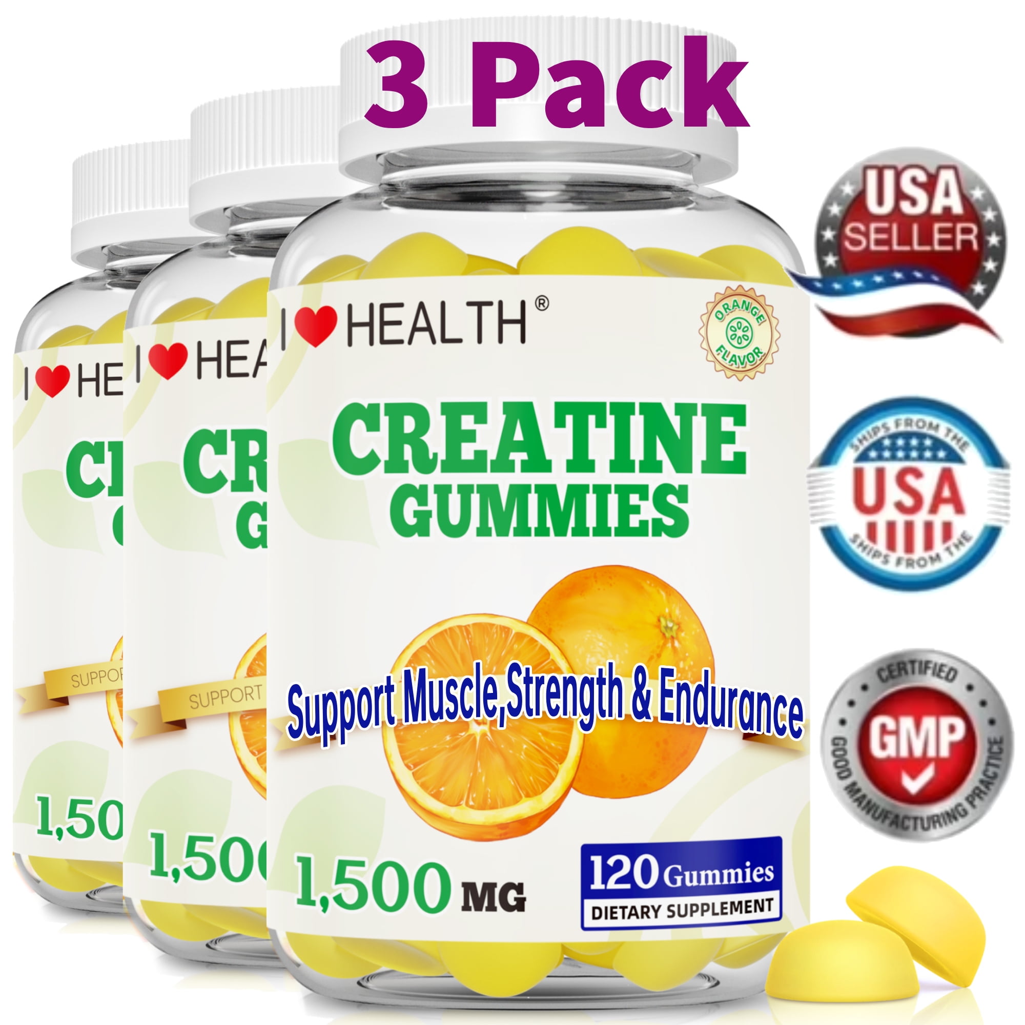 3 Pack 1500mg Create Creatine Monohydrate Gummies - Boost Focus ...