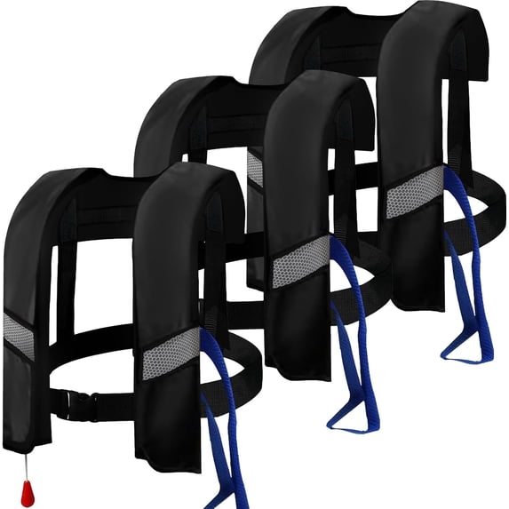 3-Pack 150N Automatic Inflatable Life Jacket for Adults – Adjustable ...