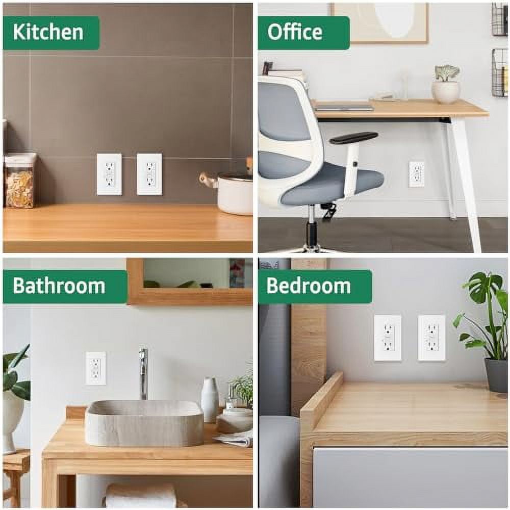 3 Pack 15A GFCI Outlet, Non-Tamper-Resistant GFI Duplex Receptacle with ...