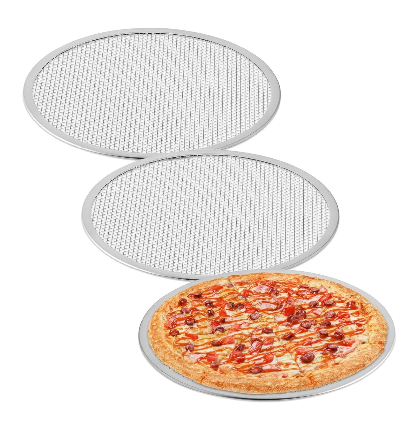 3-Pack 16-Inch Aluminum Pizza Screen | Grade Pizza Tray Screen for Home ...