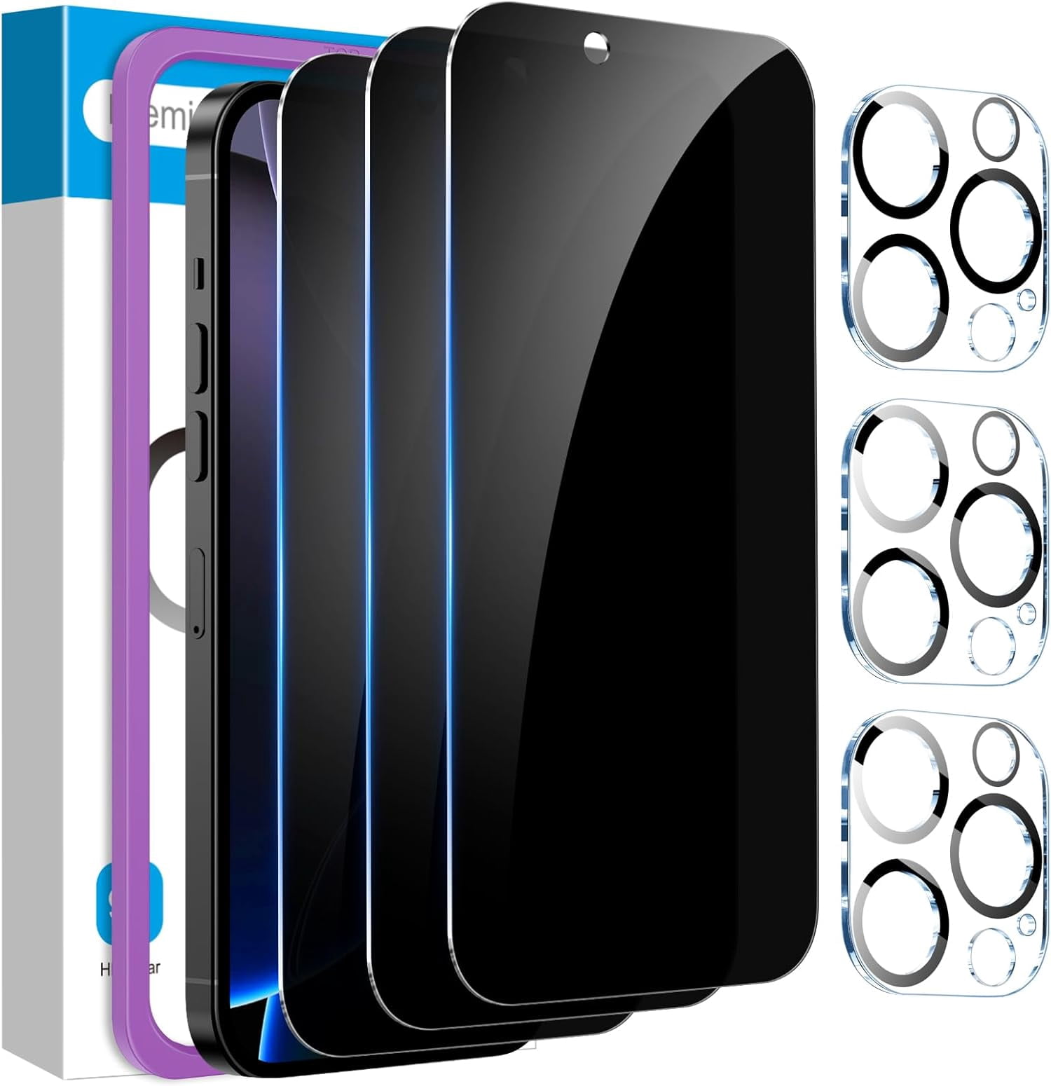 [3 Pack 16 Pro Screen Protector with Camera Lens Protector, Anti Spy ...